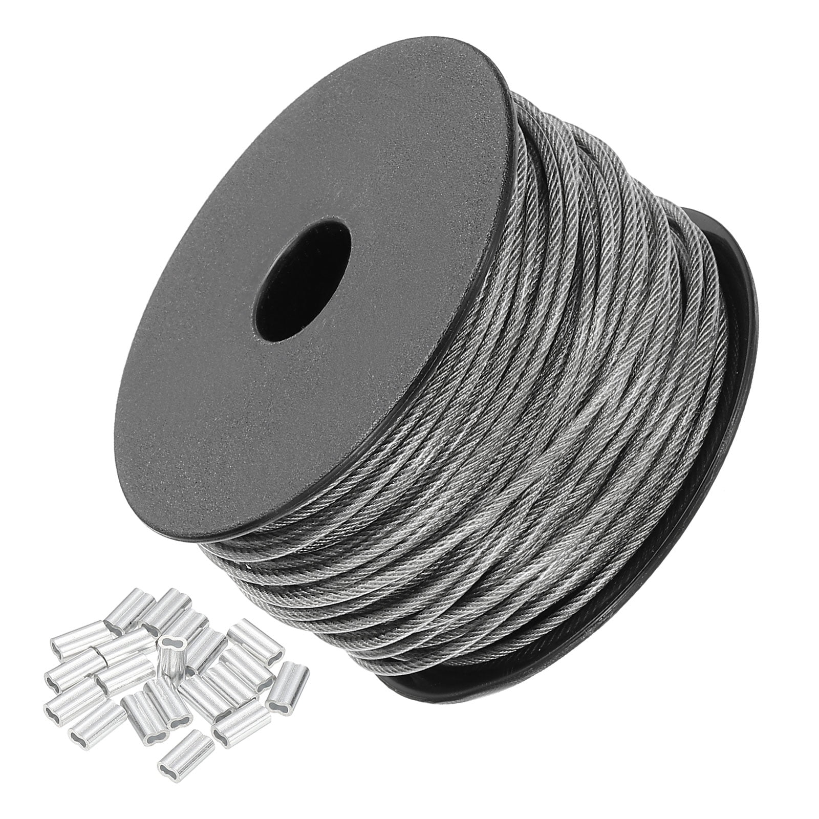 Uxcell 100 Ft Wire Rope 304 Stainless Steel Cable 3/32inch(1.5mm) Vinyl ...