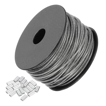 Uxcell 1.5mmx80cm Stainless Steel Security Cable 4mm ID Eyelets Ended ...