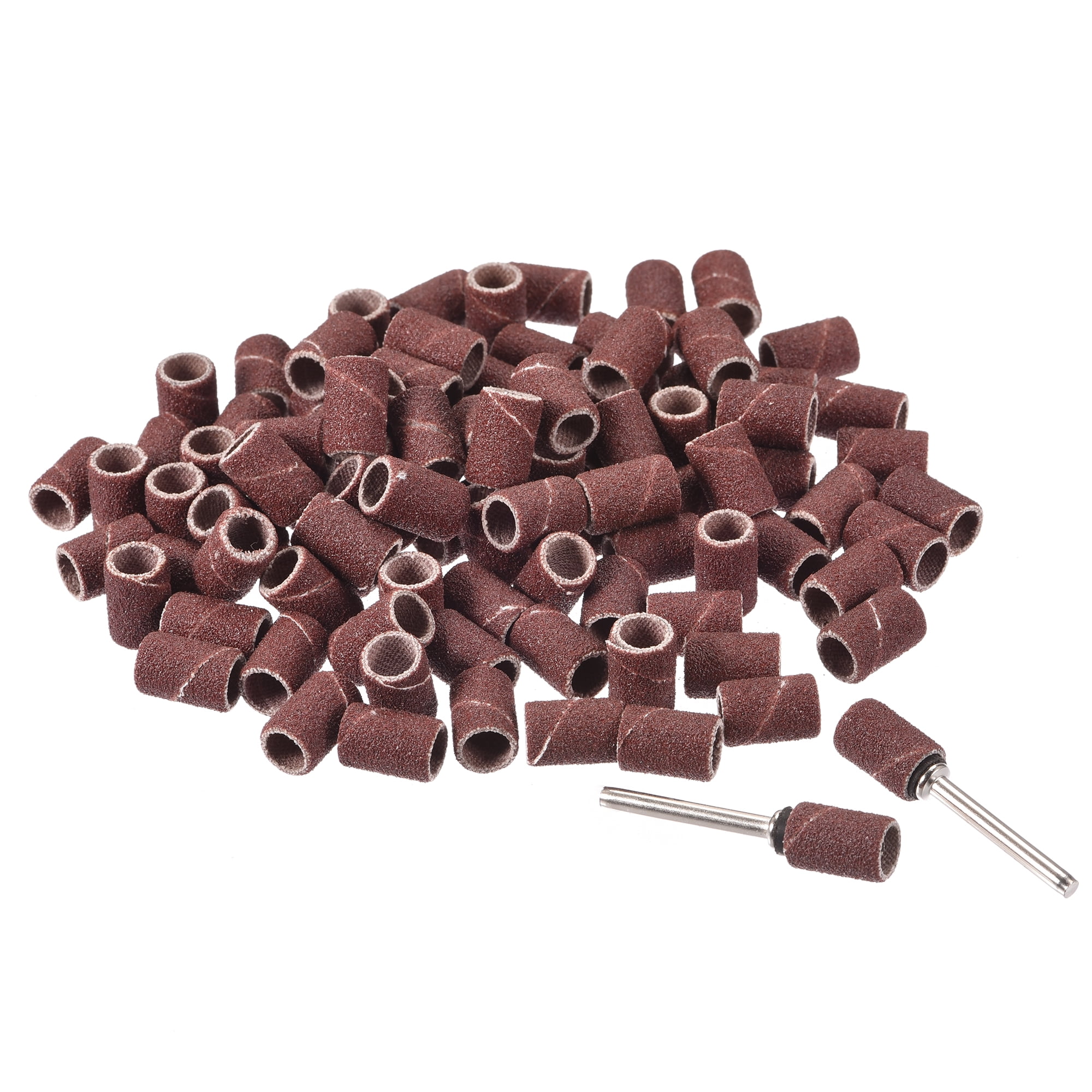 Uxcell 100 Pack 1/4 Inch Sanding Sleeves Sandpaper Set 120 Grit with 2 ...