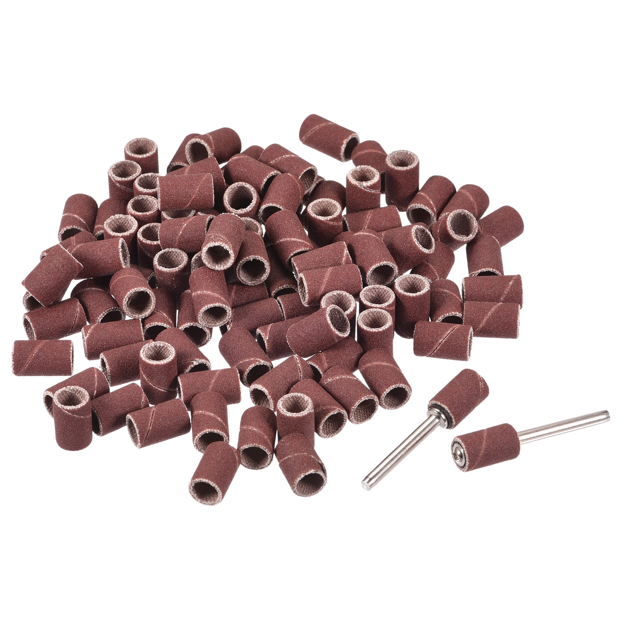 Uxcell 100 Pack 1/4 Inch Sanding Sleeves Sandpaper Set 320 Grit with 2 ...