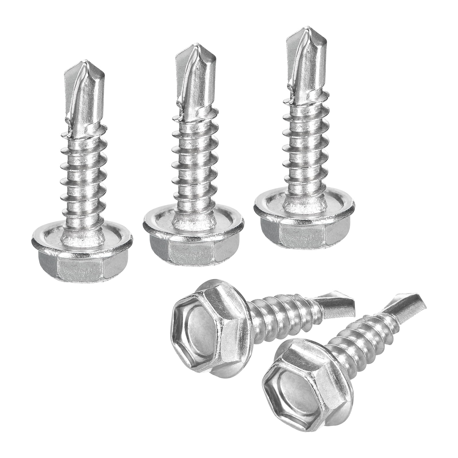 Uxcell 100 Pack #12 x 1" Self Drilling Screws, 410 Stainless Steel Self Tapping Screws for Metal ...