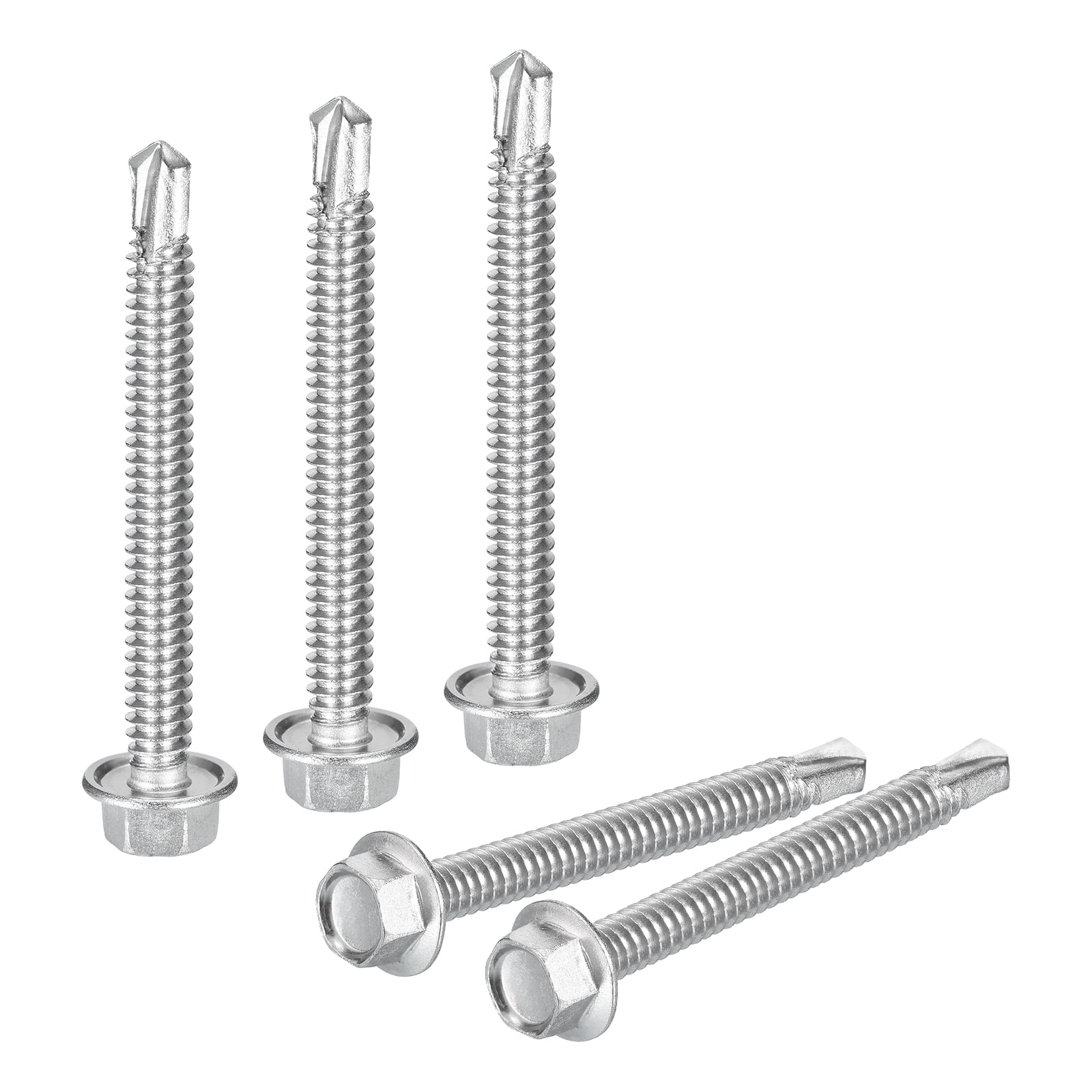 Uxcell 100 Pack #12 x 2" Self Drilling Screws, 410 Stainless Steel Self Tapping Screws for Metal ...