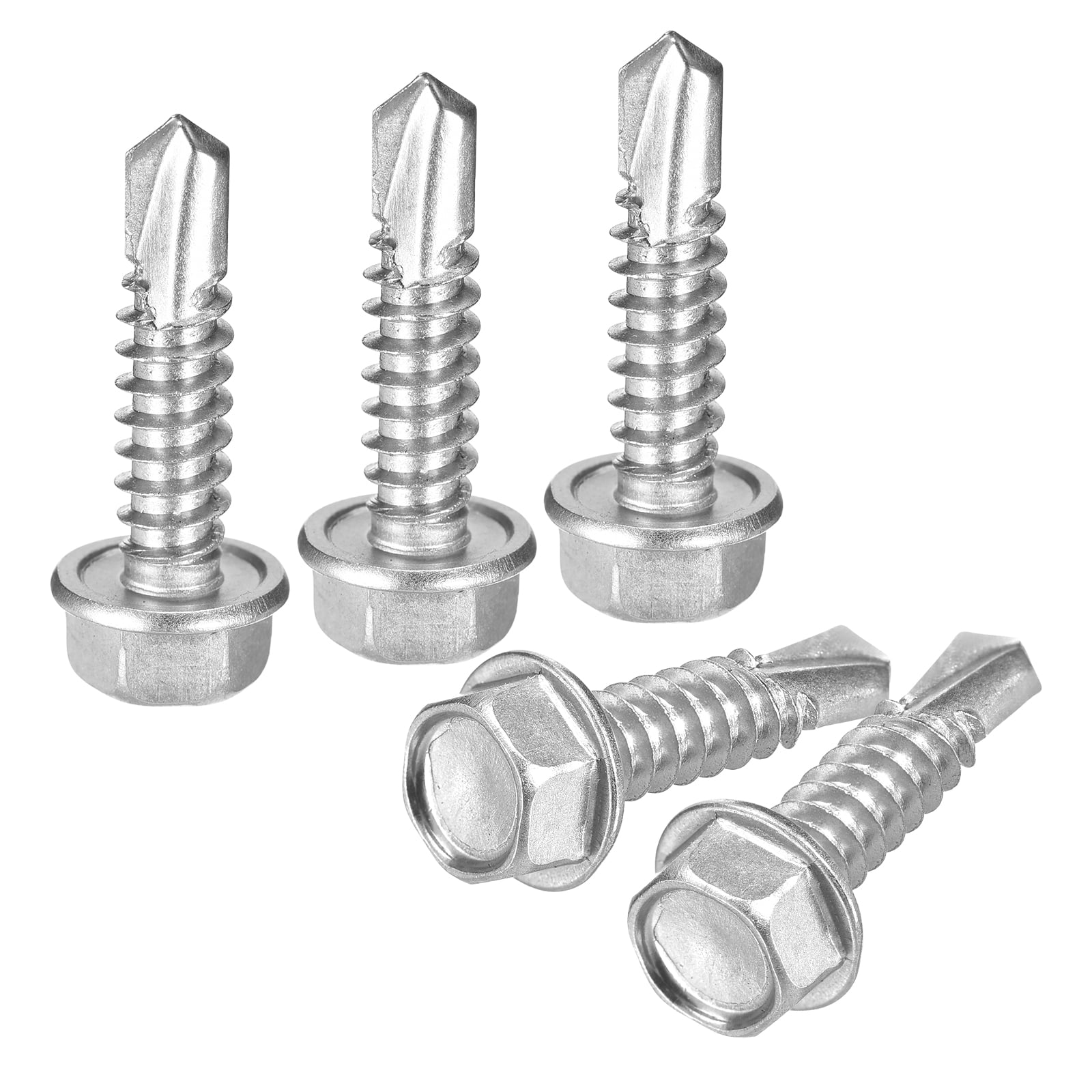 Uxcell 100 Pack #14 x 3/4" Self Drilling Screws, 410 Stainless Steel Self Tapping Screws for ...