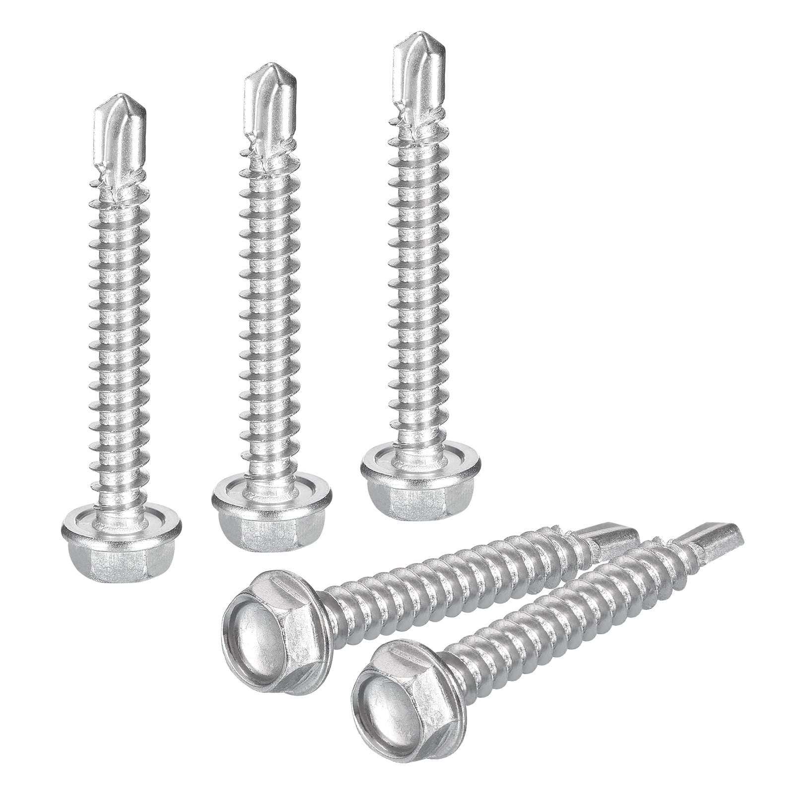 Uxcell 100 Pack #8 x 1-1/4" Self Drilling Screws, 410 Stainless Steel Self Tapping Screws for ...