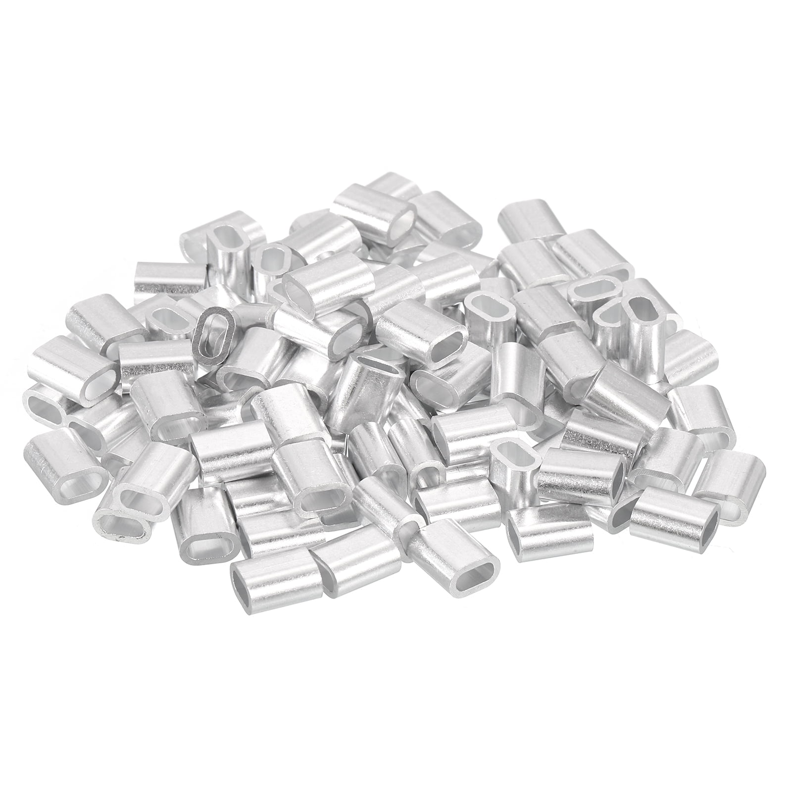 Uxcell 100 Pack Aluminum Crimping Loop Sleeve for 1/8" Diameter Wire ...