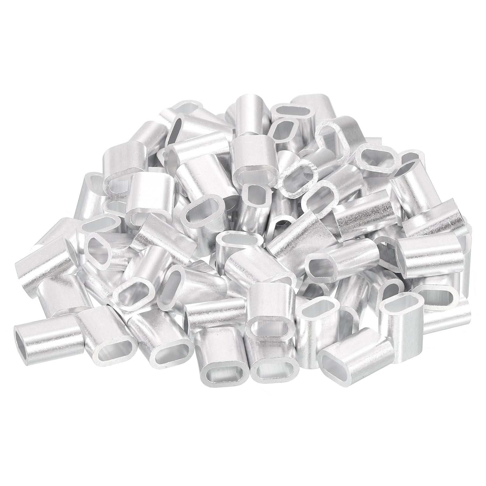 Uxcell 100 Pack Aluminum Crimping Loop Sleeve for 5/32" Diameter Wire ...