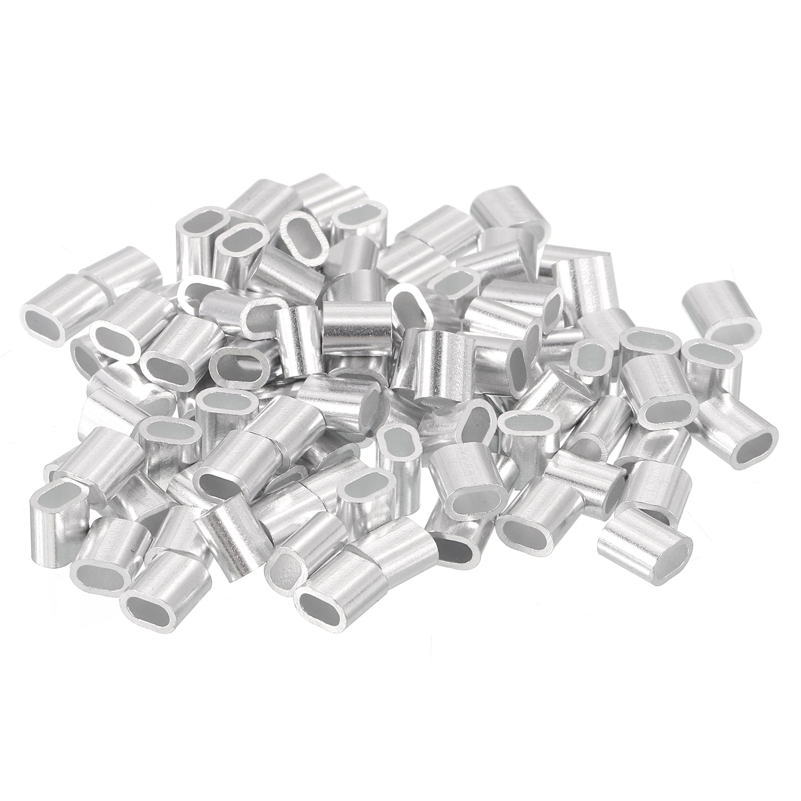 Uxcell 100 Pack Aluminum Crimping Loop Sleeve for 5/64" Diameter Wire ...
