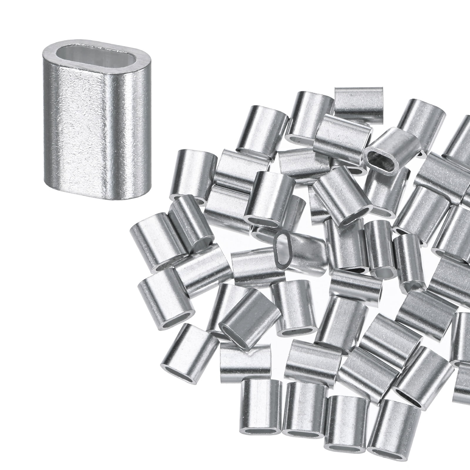 Uxcell 100-Pack Aluminum Crimping Loop Sleeves, 2.5mm 3/32 Single Round ...