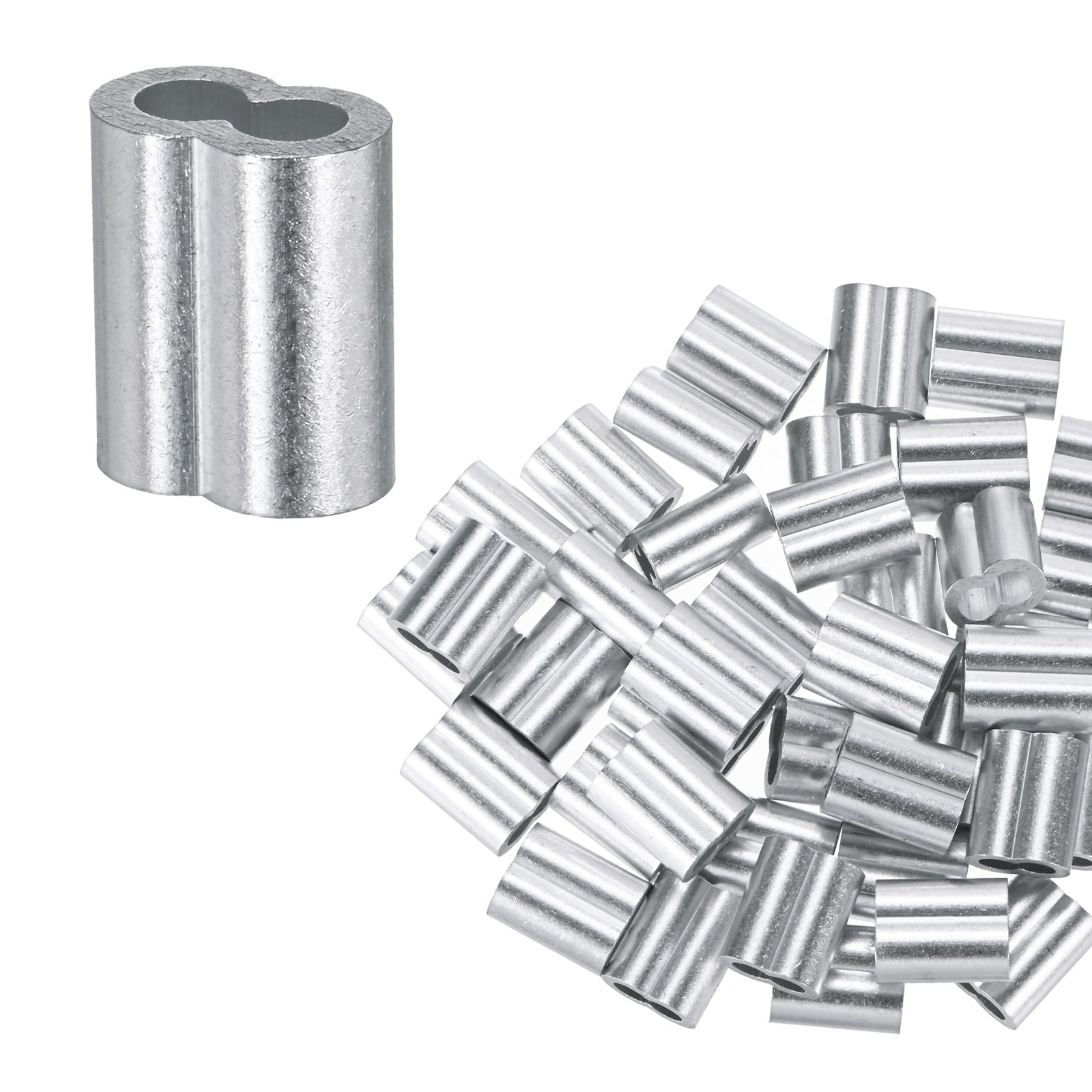 Uxcell 100-Pack Aluminum Crimping Loop Sleeves, 4mm 1/6 Double Round ...
