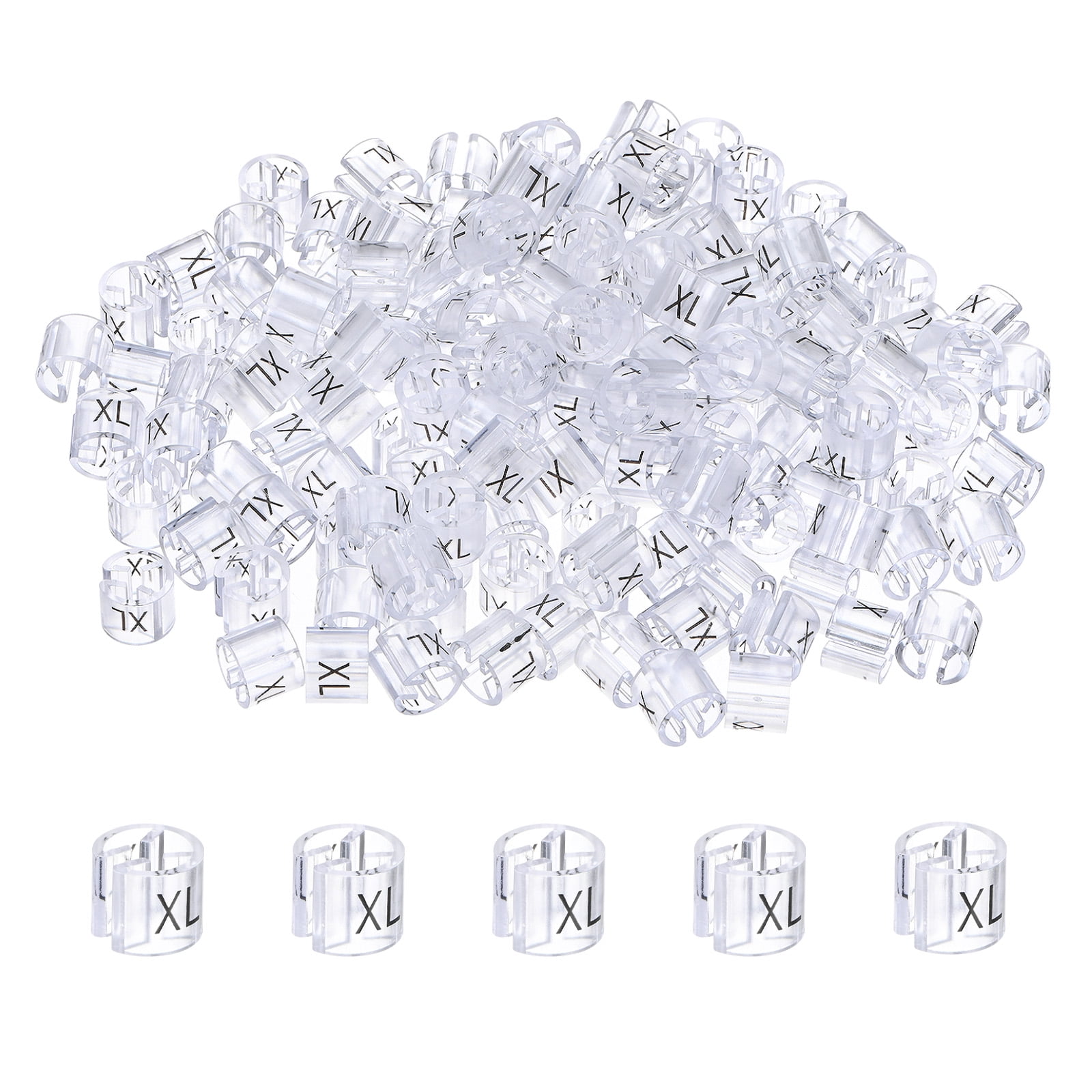 Uxcell 100-Pack Clothes Hanger Markers, Plastic XL Size Garment Color ...