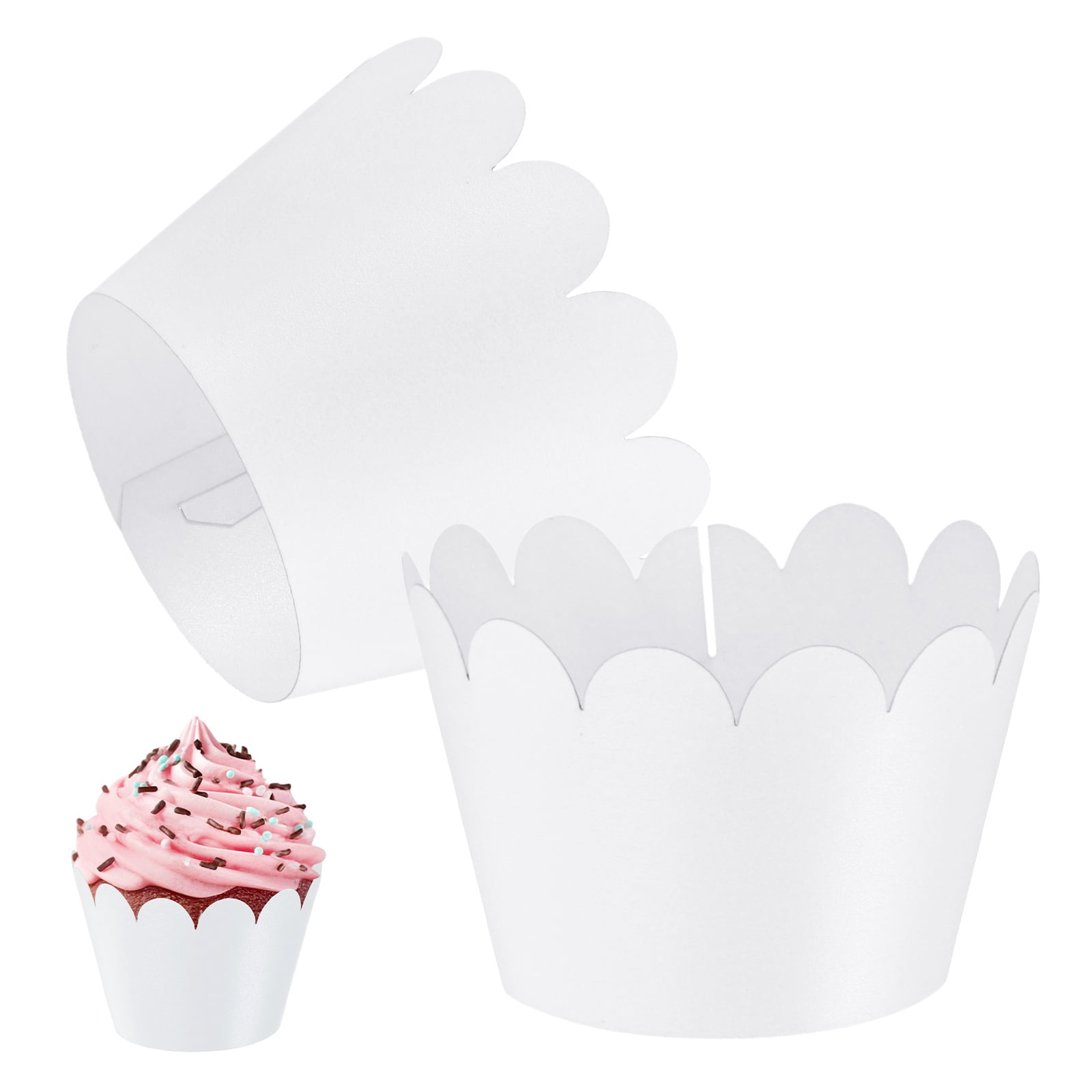 Uxcell 100-Pack Cupcake Wrappers Wave Decoration Standard Baking Cups ...