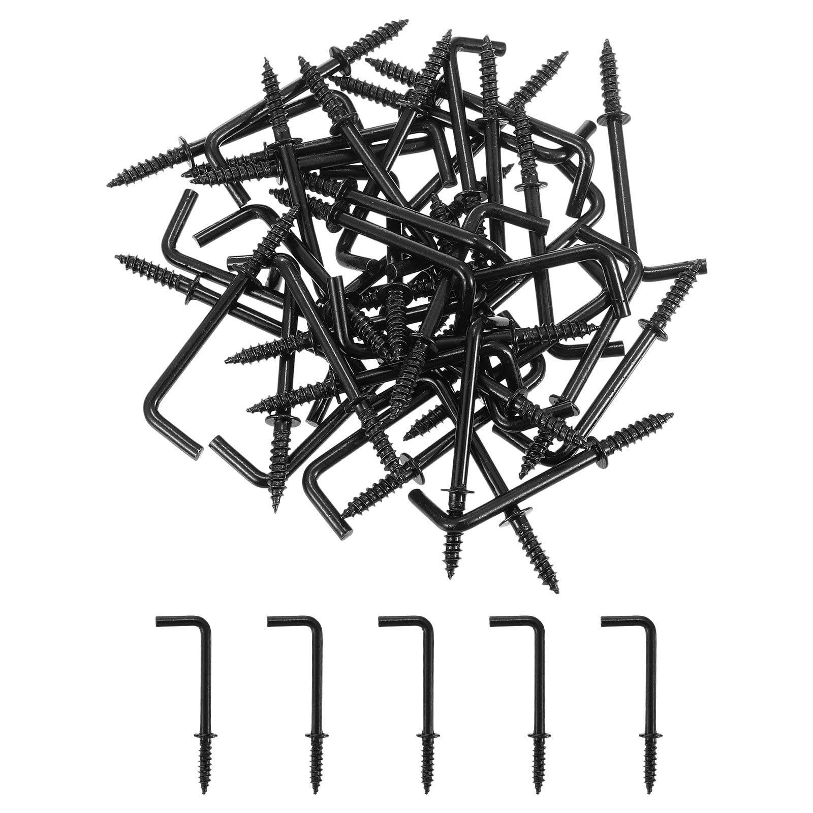 Uxcell 100 Pack L Shape Hooks, 1 1/4 Inch Right Angle Screw Hooks for ...
