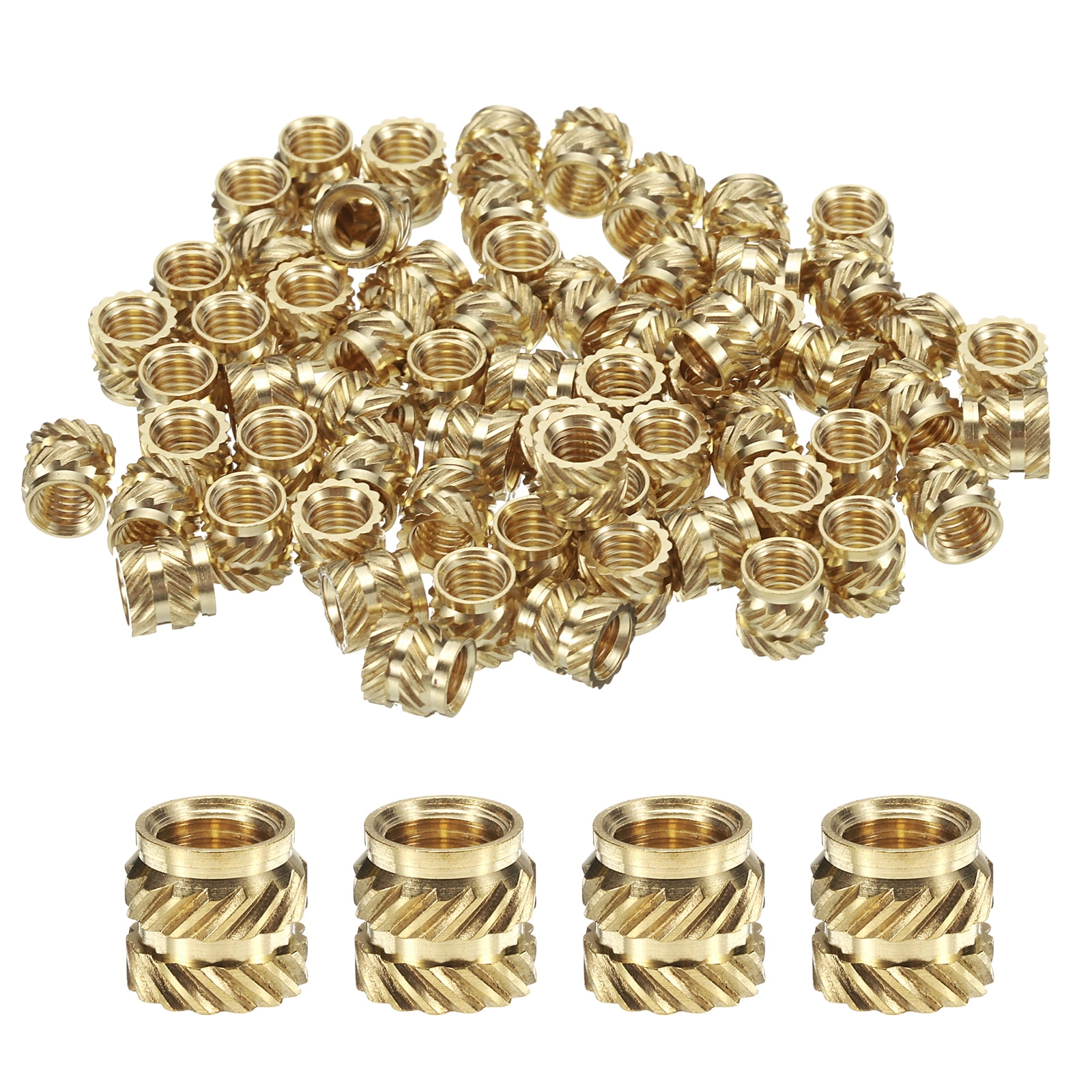 Uxcell 100 Pack M5 Threaded Inserts Brass Heat Set Insert M5x6.5mm, OD ...
