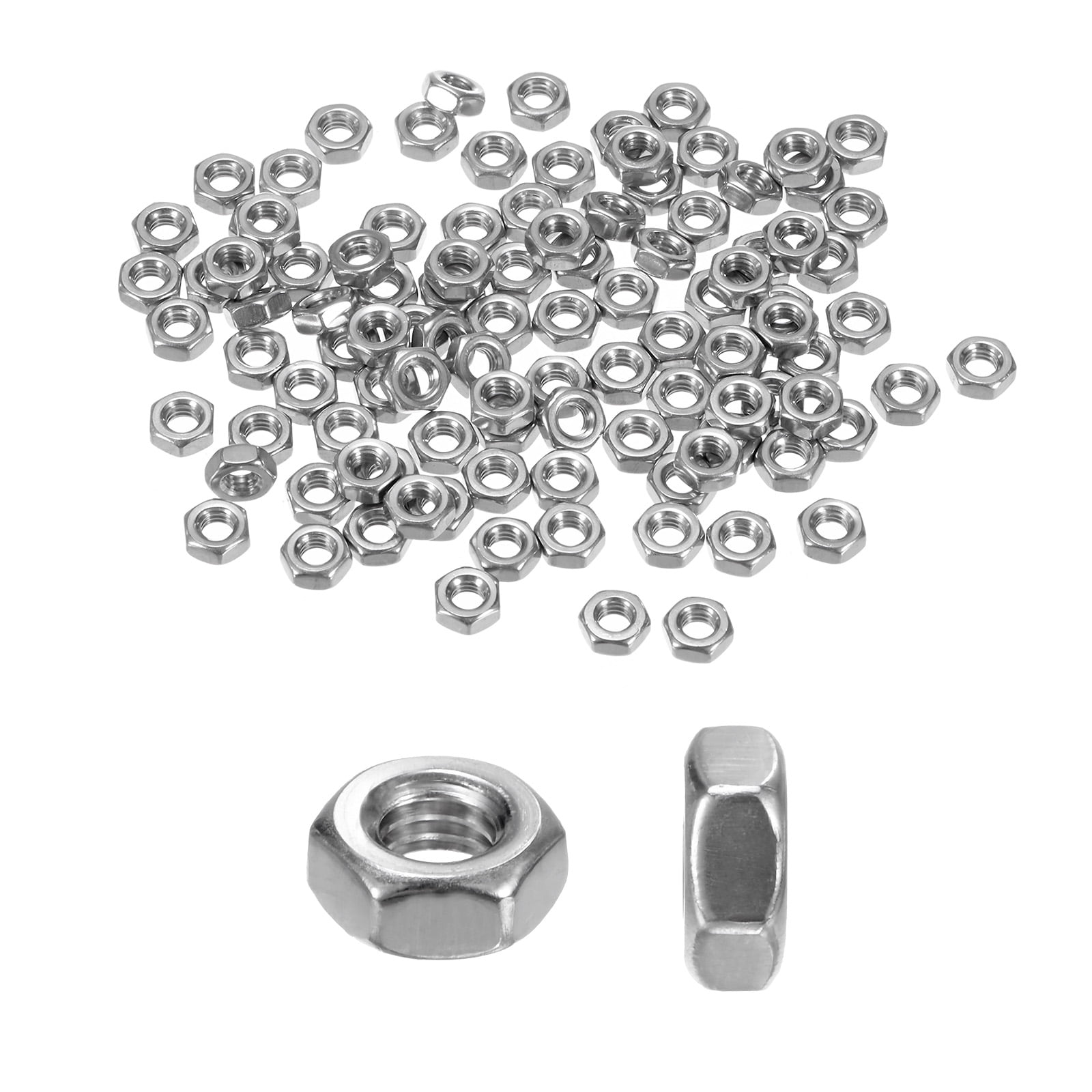 Uxcell 100 Pack Metric Hex Nuts M4 x 0.7mm Thread Stainless Steel ...
