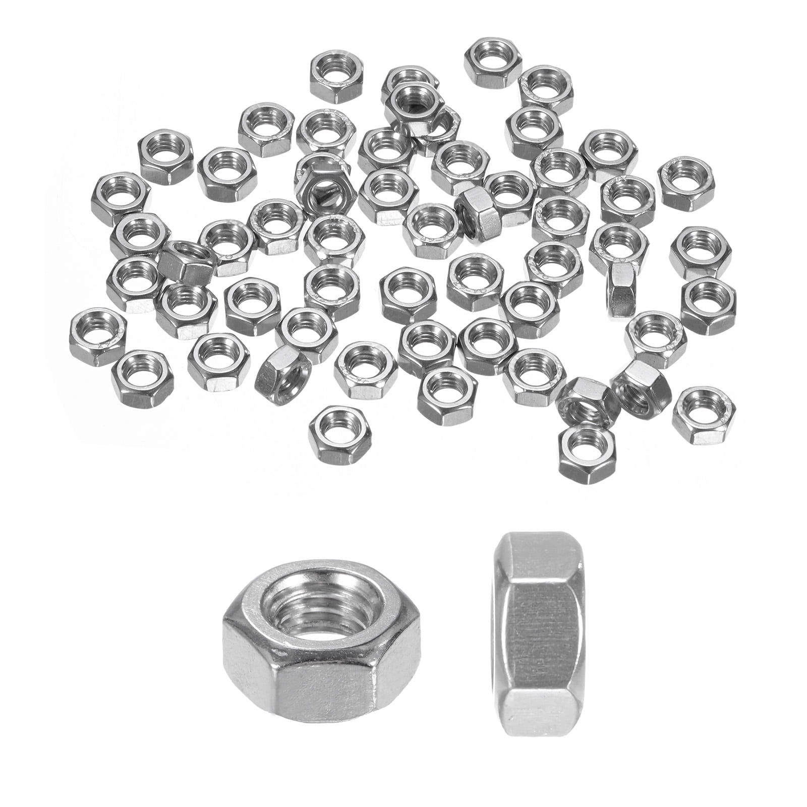 Uxcell 100 Pack Metric Hex Nuts M6 x 1mm Thread Stainless Steel Hexagon ...