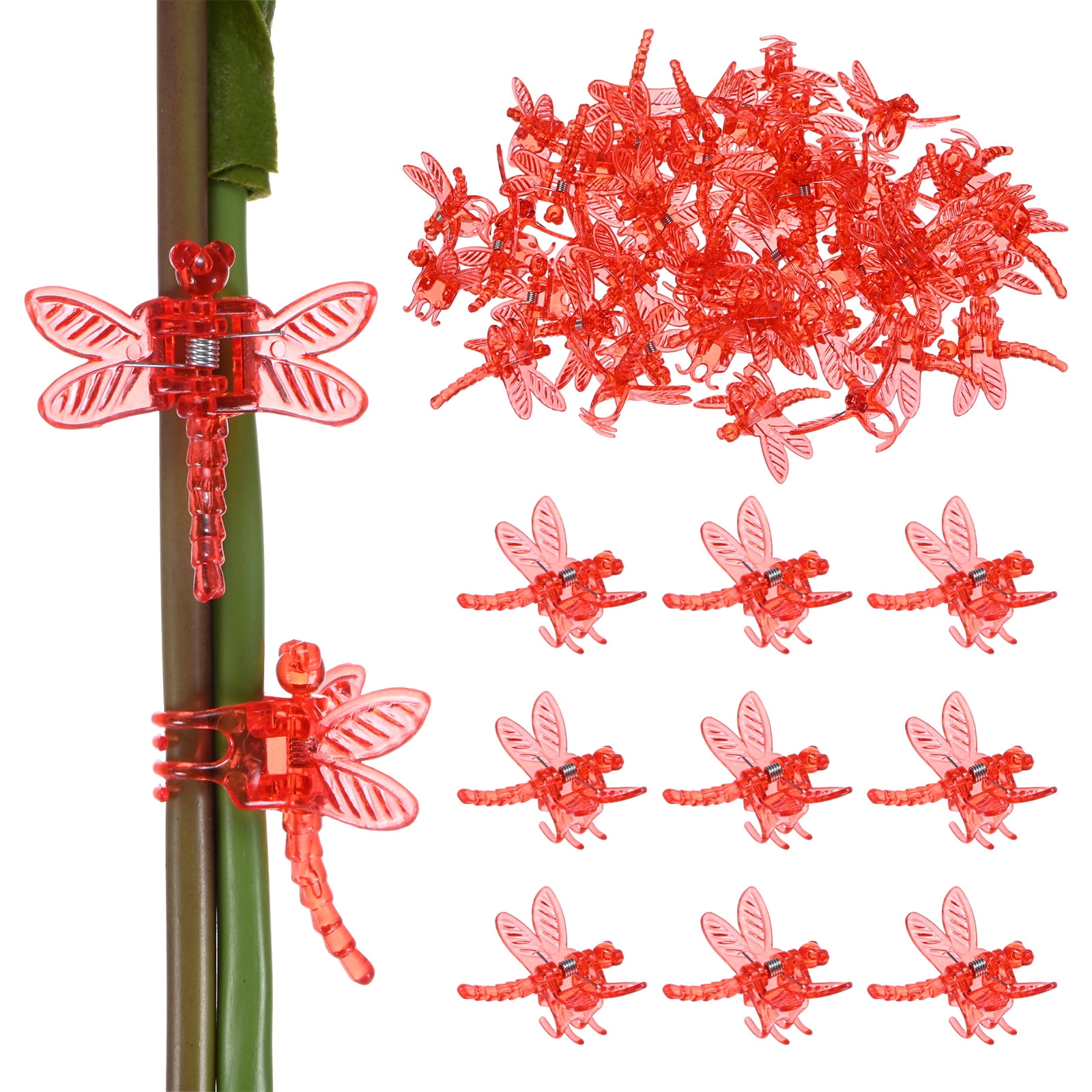 Uxcell 100-Pack Orchid Clips Plastic Garden Plant Clips Dragonfly ...