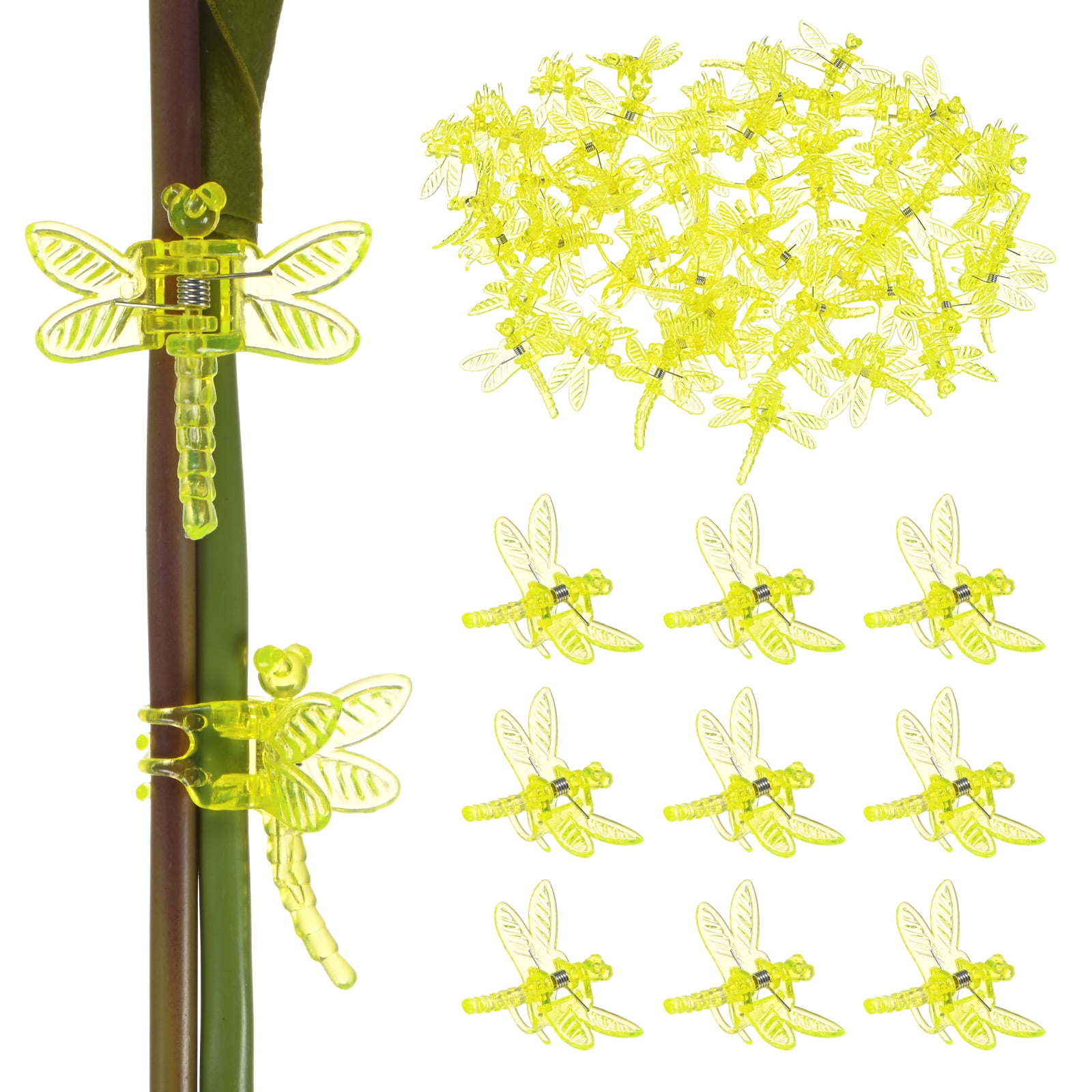 Uxcell 100-Pack Orchid Clips Plastic Garden Plant Clips Dragonfly ...