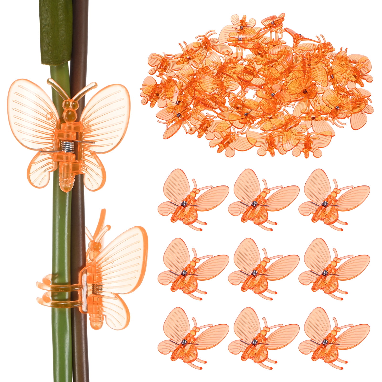 Uxcell 100-Pack Orchid Clips Plastic Garden Plant Clips Dragonfly ...
