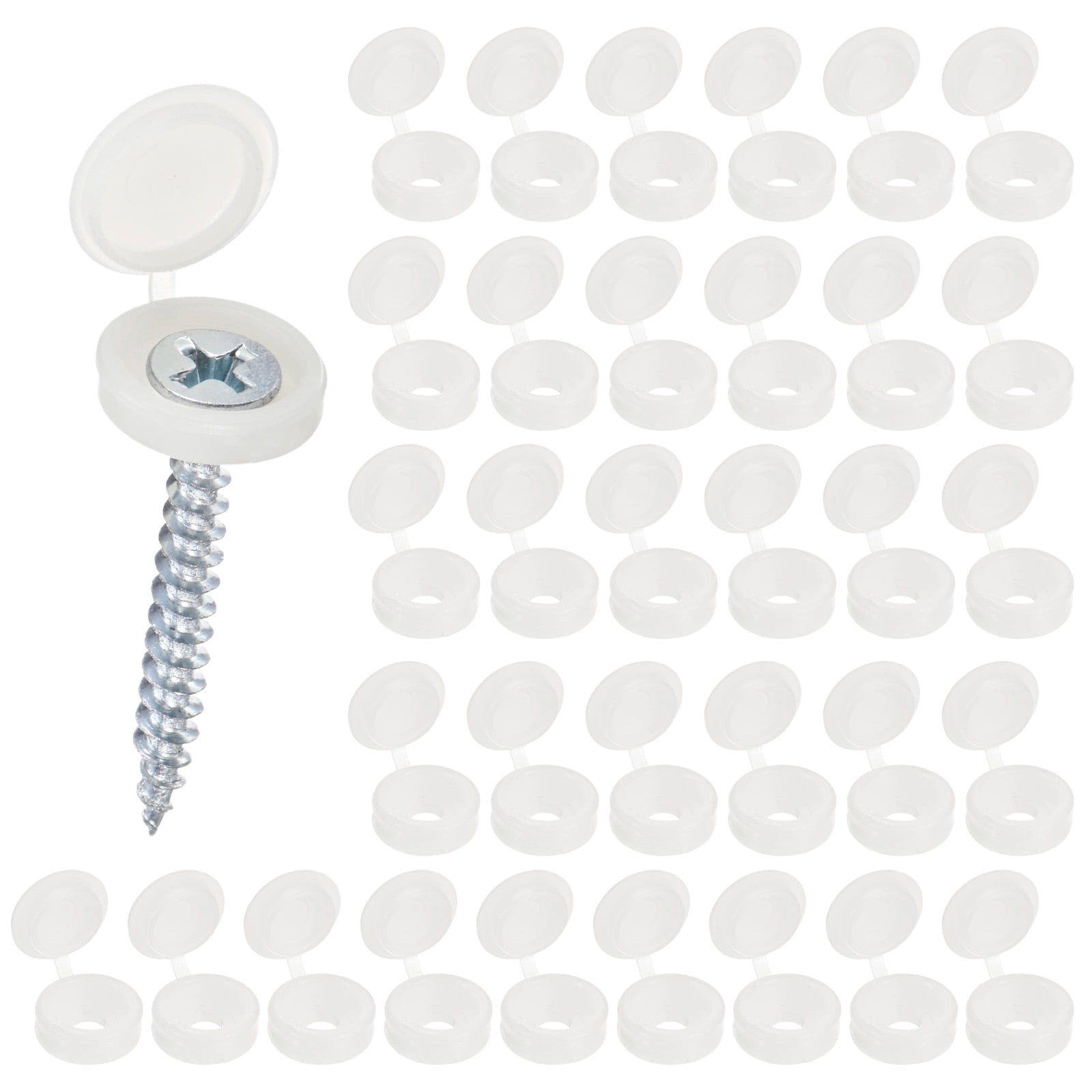 Uxcell 100-Pack Plastic Hinged Screw Covers Caps, 3mm Shutter Screws ...