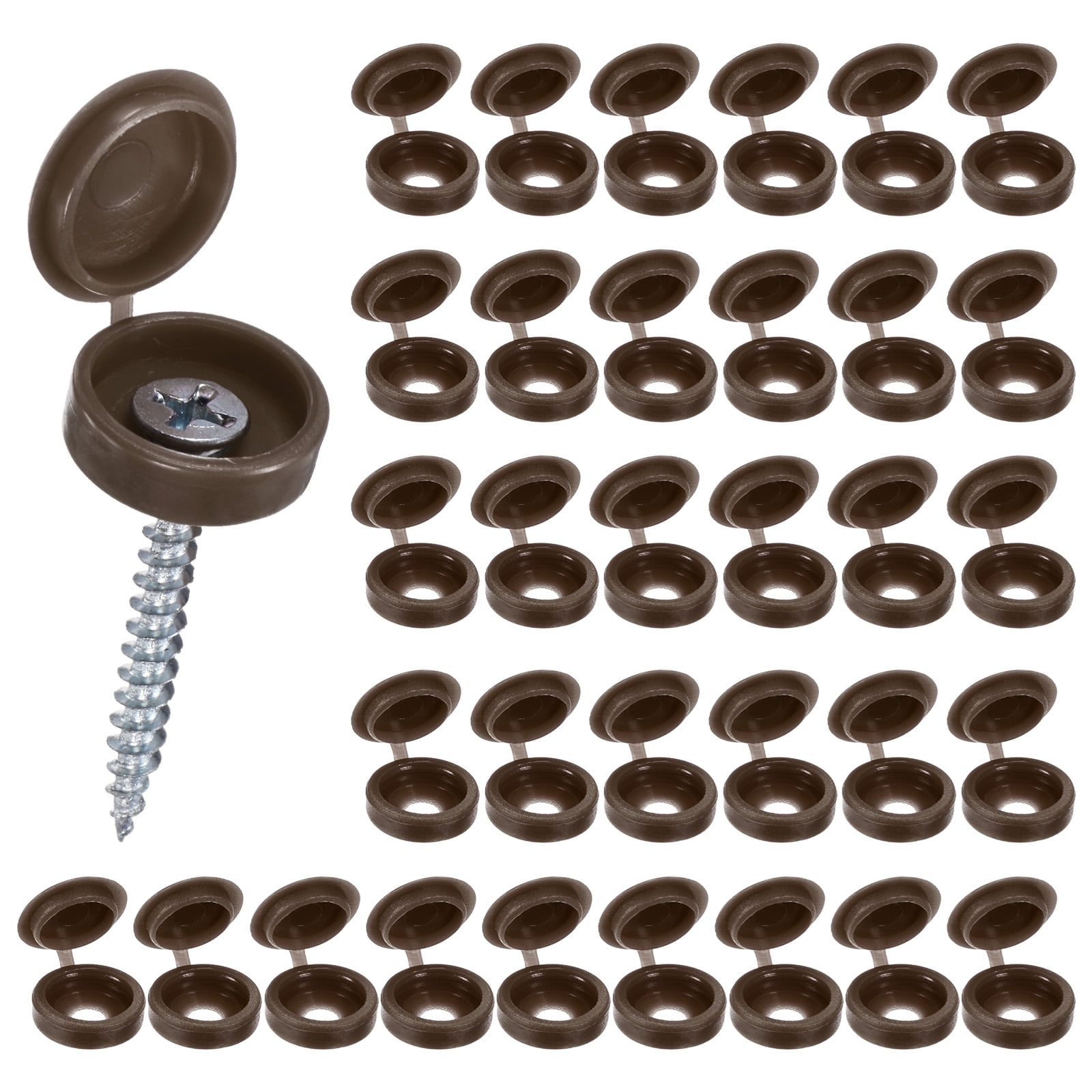 Uxcell 100-Pack Plastic Hinged Screw Covers Caps, 4mm Shutter Screws ...