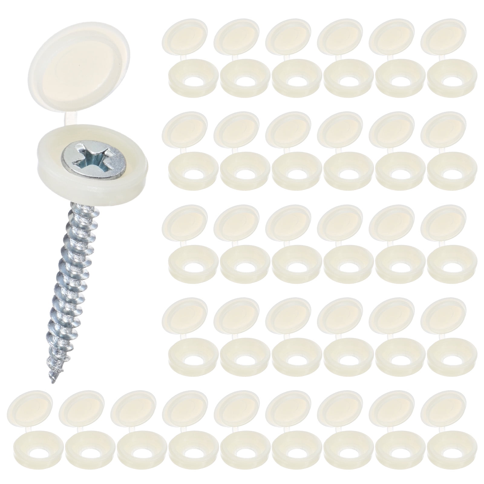 Uxcell 100-Pack Plastic Hinged Screw Covers Caps, 5mm Shutter Screws ...