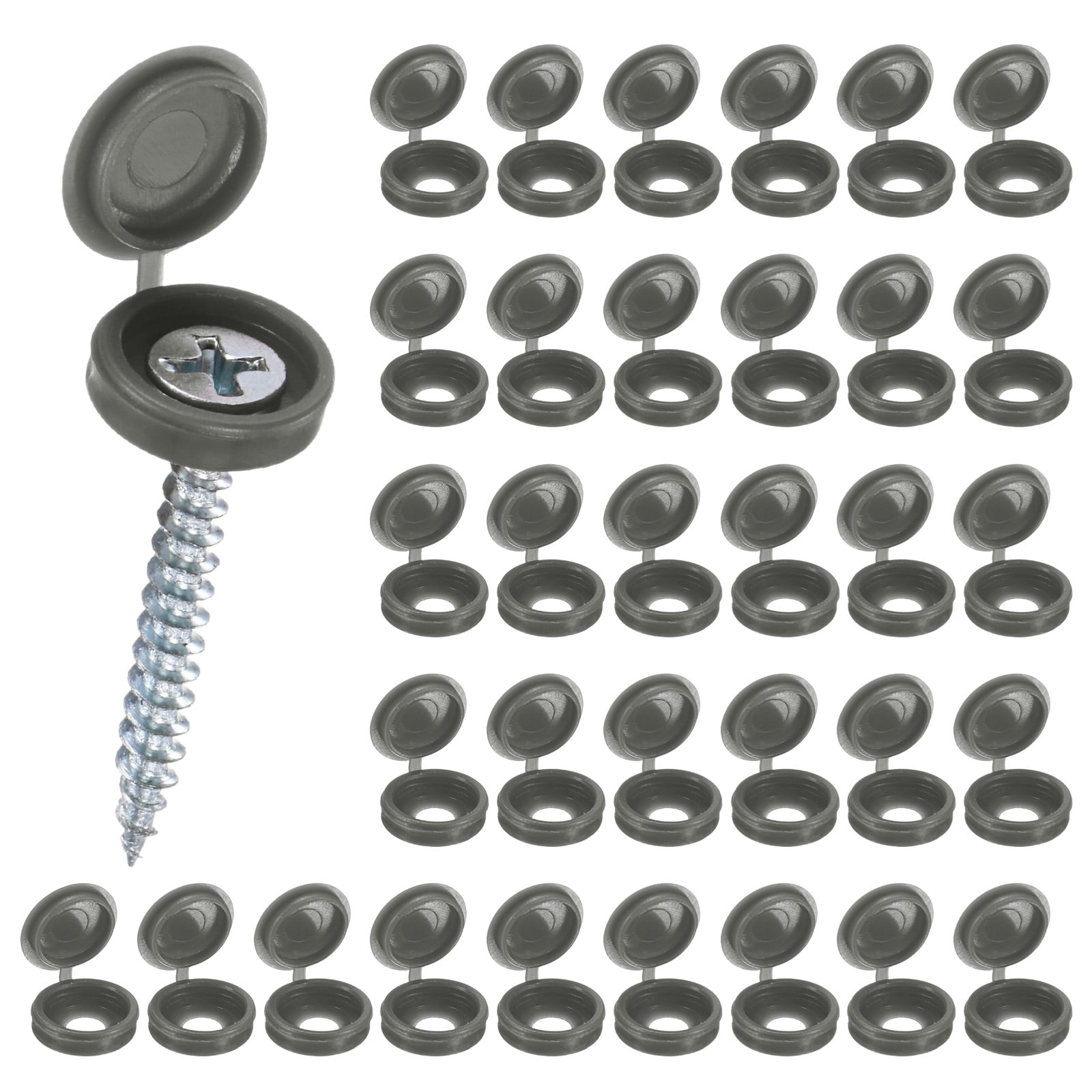 Uxcell 100-Pack Plastic Hinged Screw Covers Caps, 5mm Shutter Screws ...