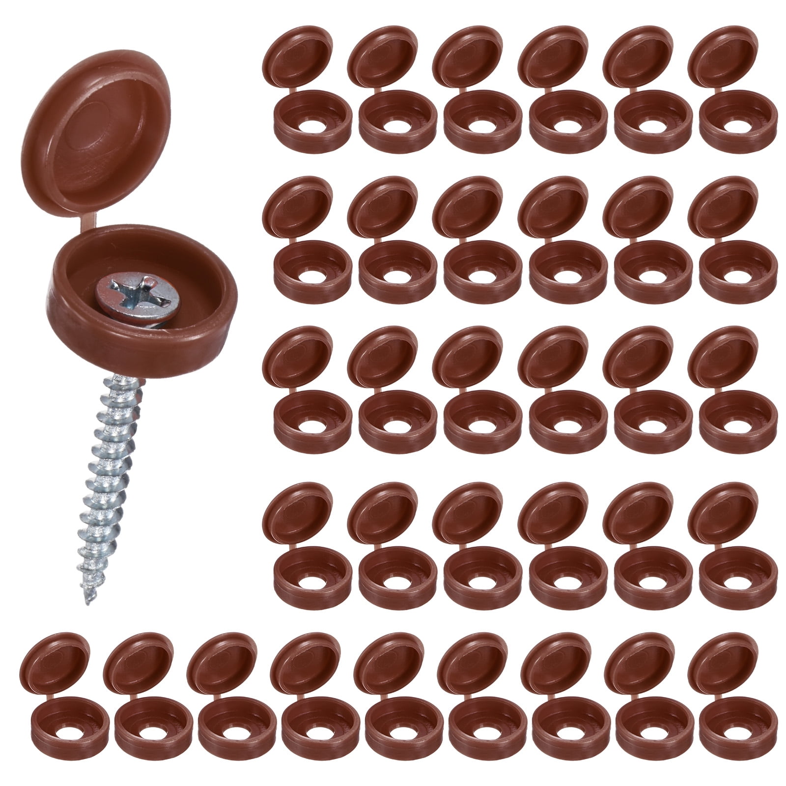 Uxcell 100-Pack Plastic Hinged Screw Covers Caps, 6mm Shutter Screws ...