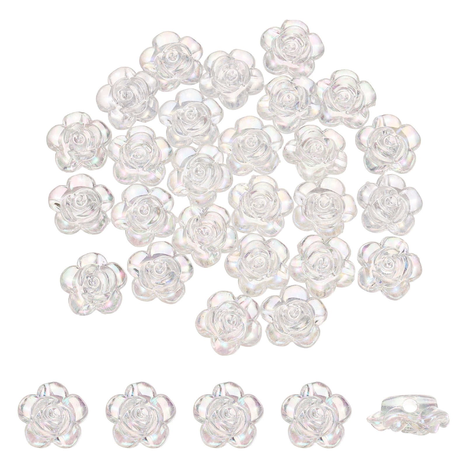 Uxcell 100 Pack Rose Flower Buttons, Flower Button ABS Flat Back Sewing ...