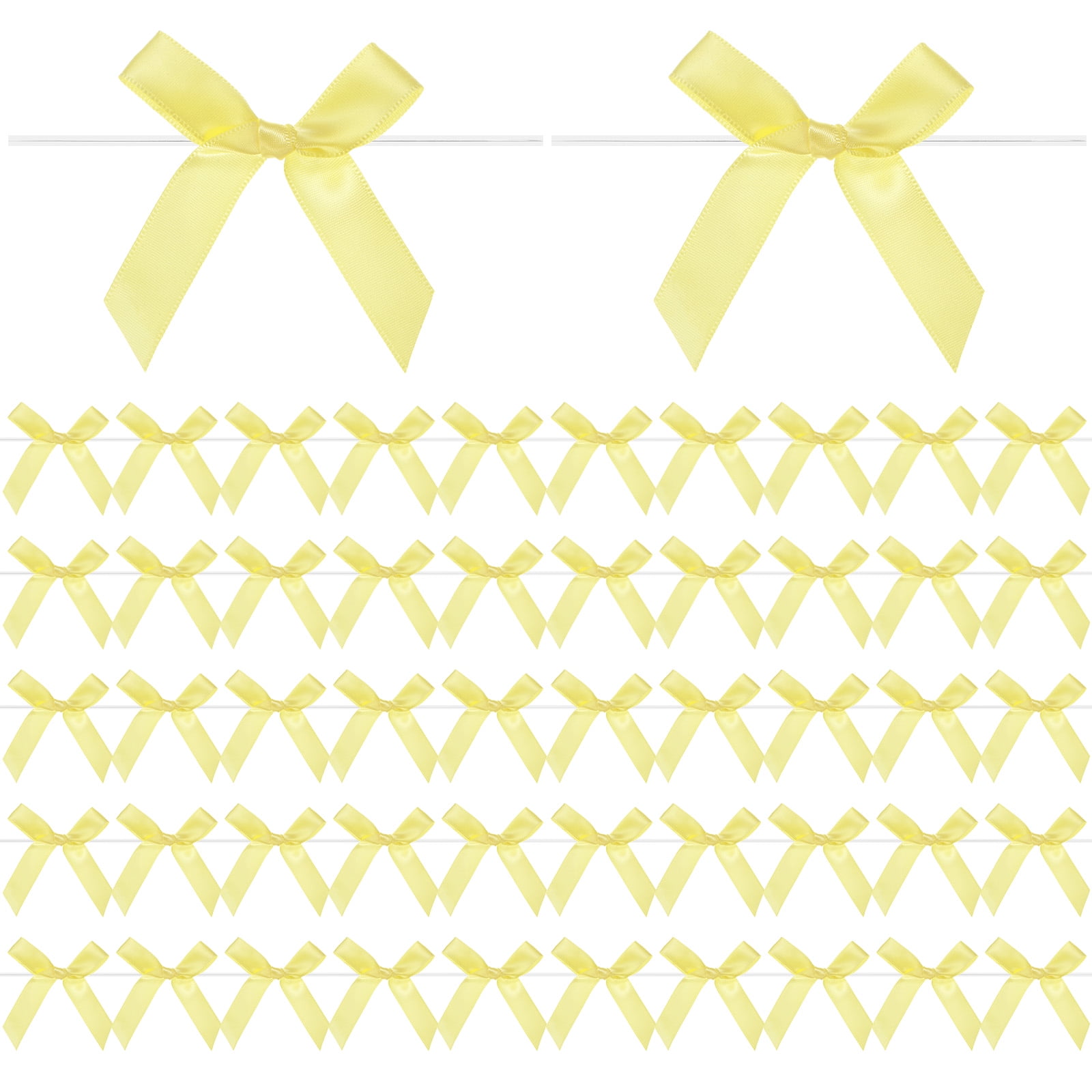 Uxcell 100-Pack Satin Ribbon Twist Tie Bows, 2.4x2.8 Inch Bow Twist ...