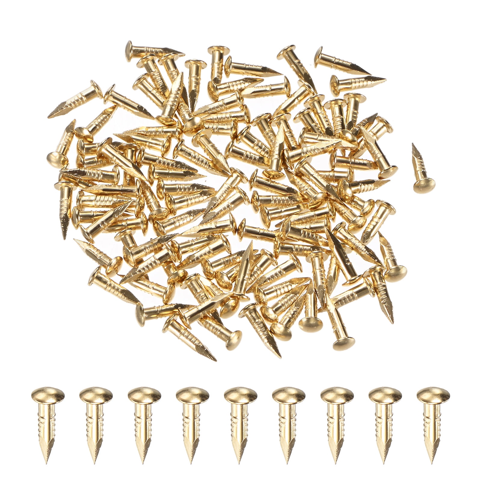 Uxcell 100-Pack Small Tiny Nails, 2mm x 10mm Brass Nails Hardware Round ...