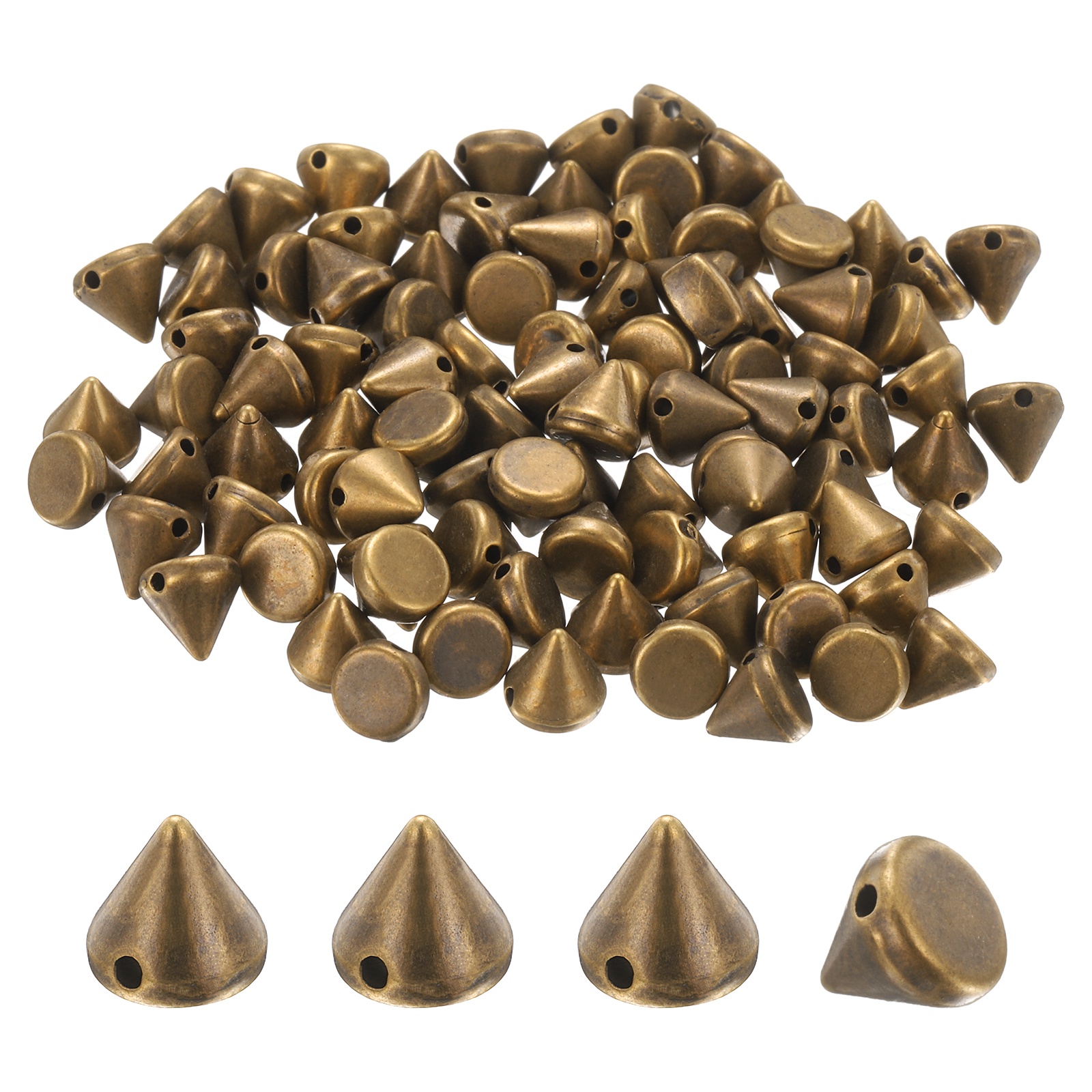 Uxcell 200Pcs Spike Cone Studs 0.24x0.24" Plastic with Hole for Crafts ...