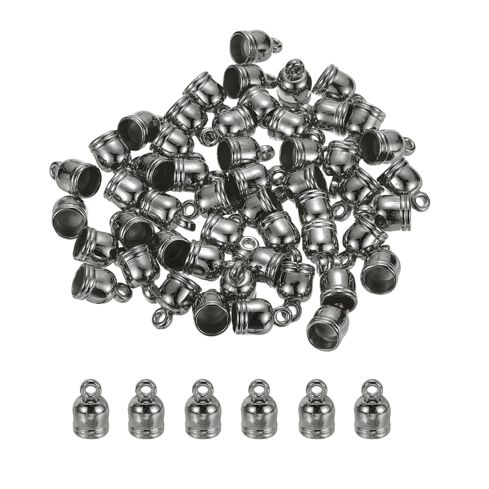 Uxcell 100-Pack Tassel Cord End Caps, 4.8mm ID Plastic Glue in Leather ...