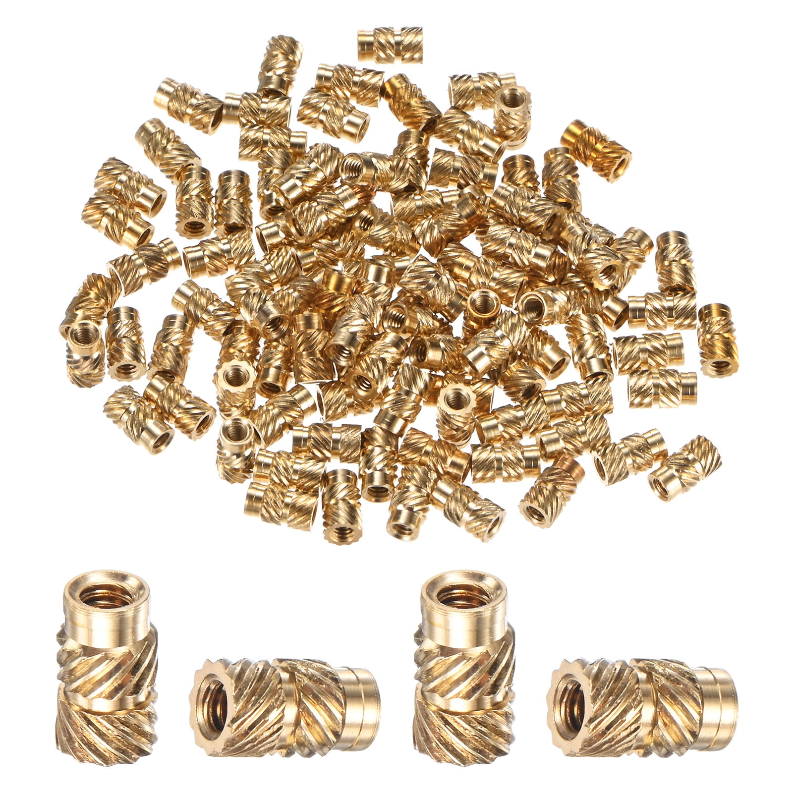 Uxcell 100-Pack Threaded Inserts - M2 x 6mm Brass Heat Set Insert Nuts ...