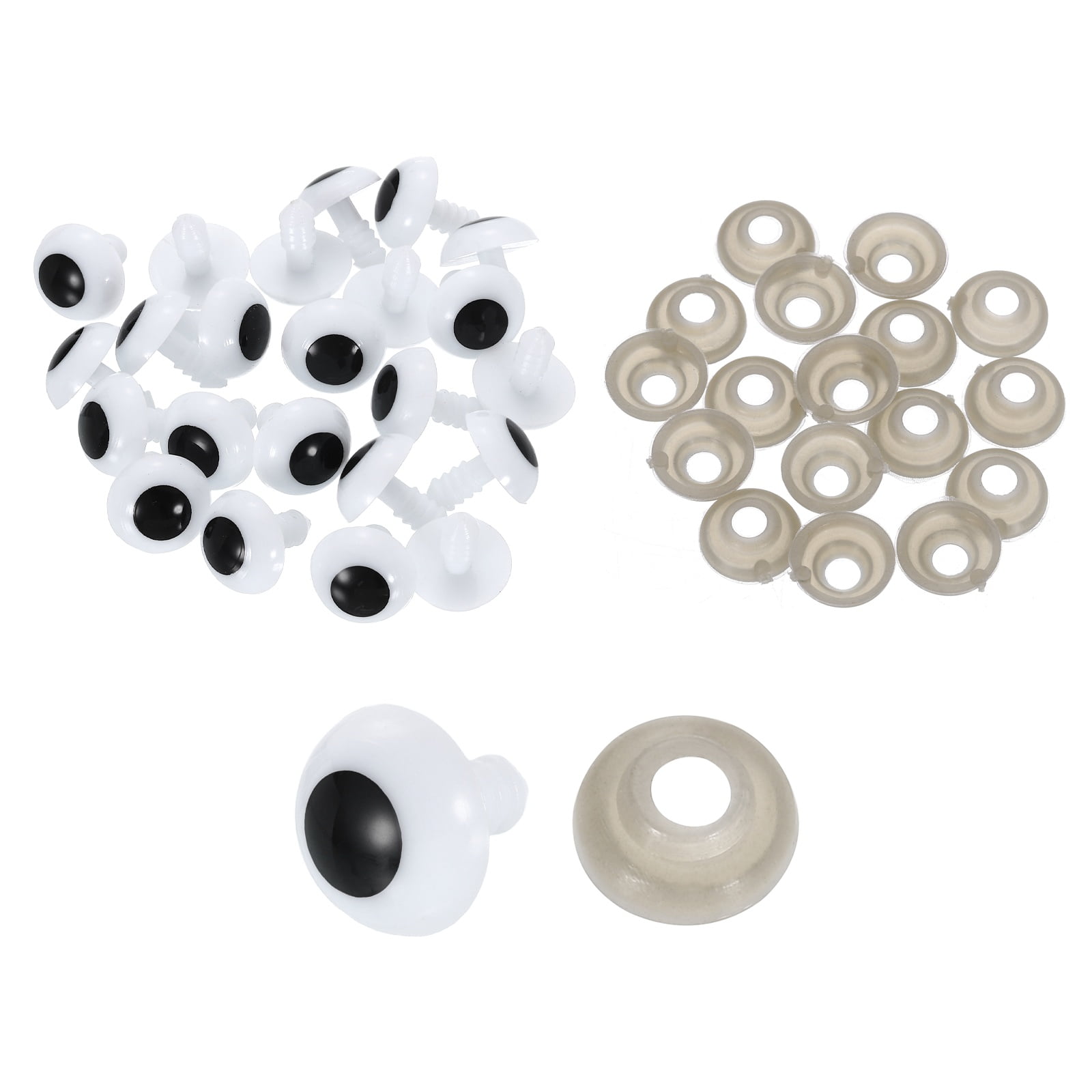 Uxcell 100 Pcs 14mm Plastic Safety Eyes for Crocheting with Washers for ...