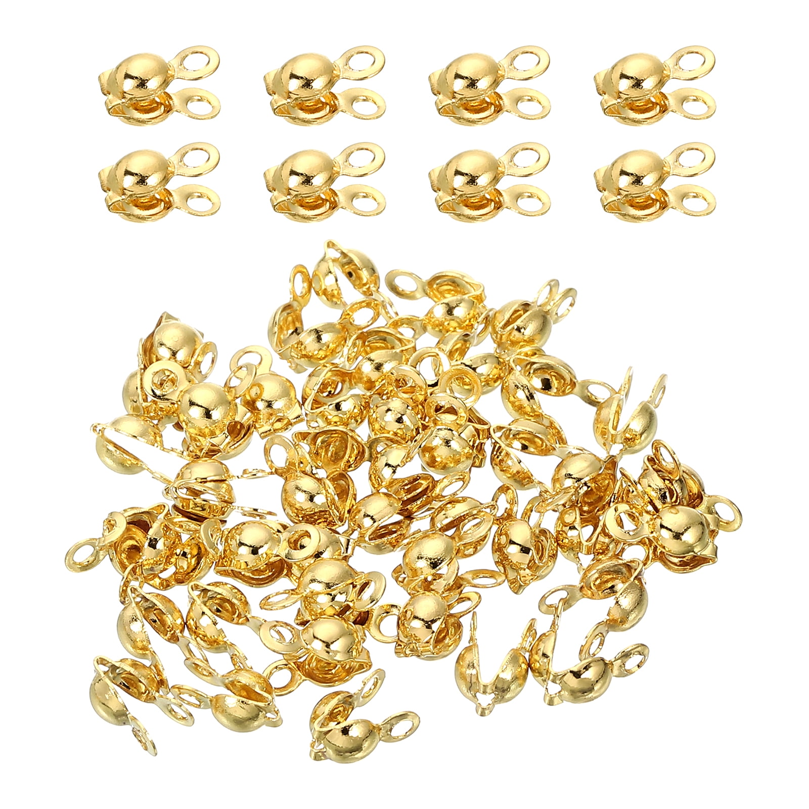 Uxcell 100 Pcs 3.2mm Crimp End Caps, Clamshell Cord Clasp Connector ...