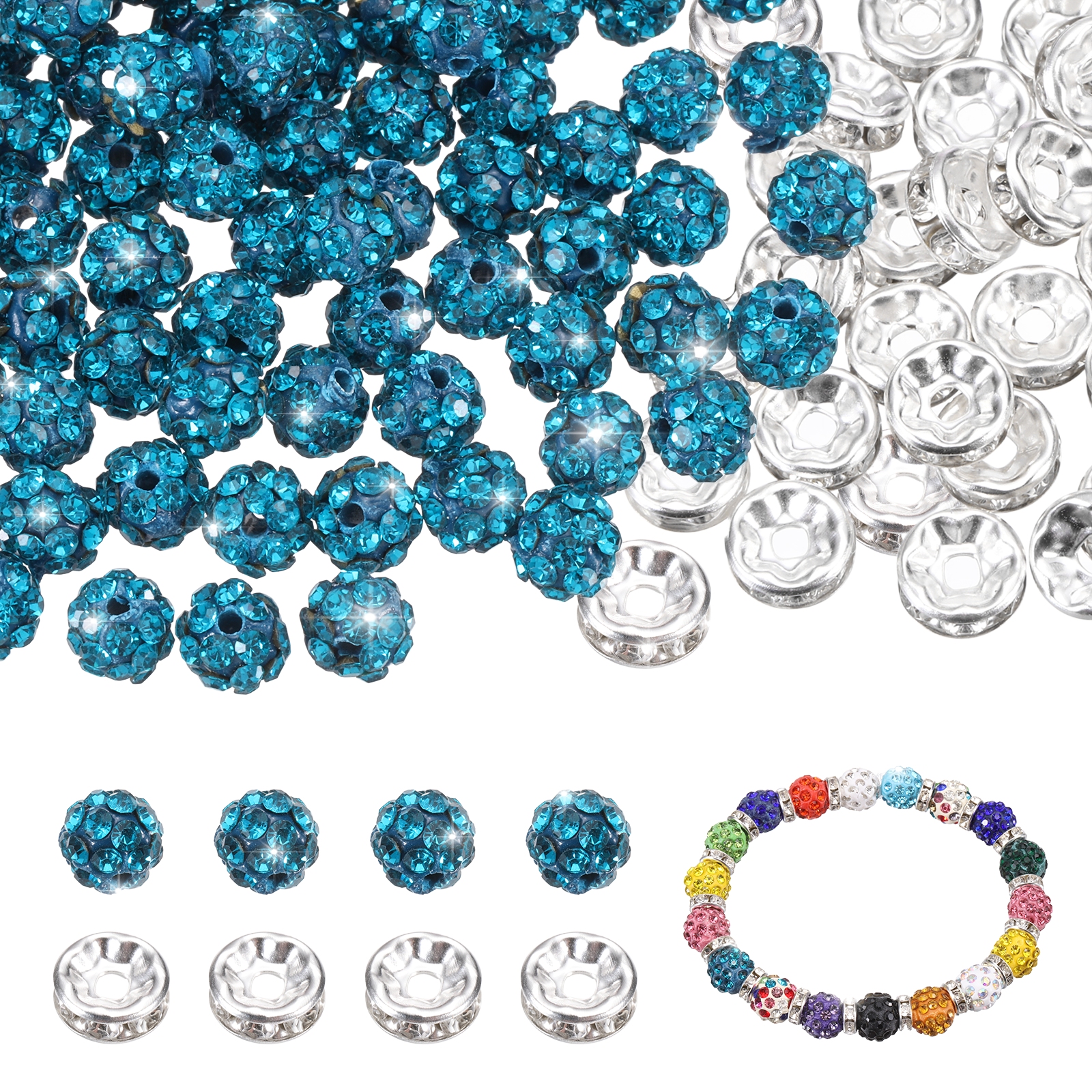 Uxcell 100 Pcs 6mm Rhinestone Beads for Jewelry Making, Sparkle Disco ...