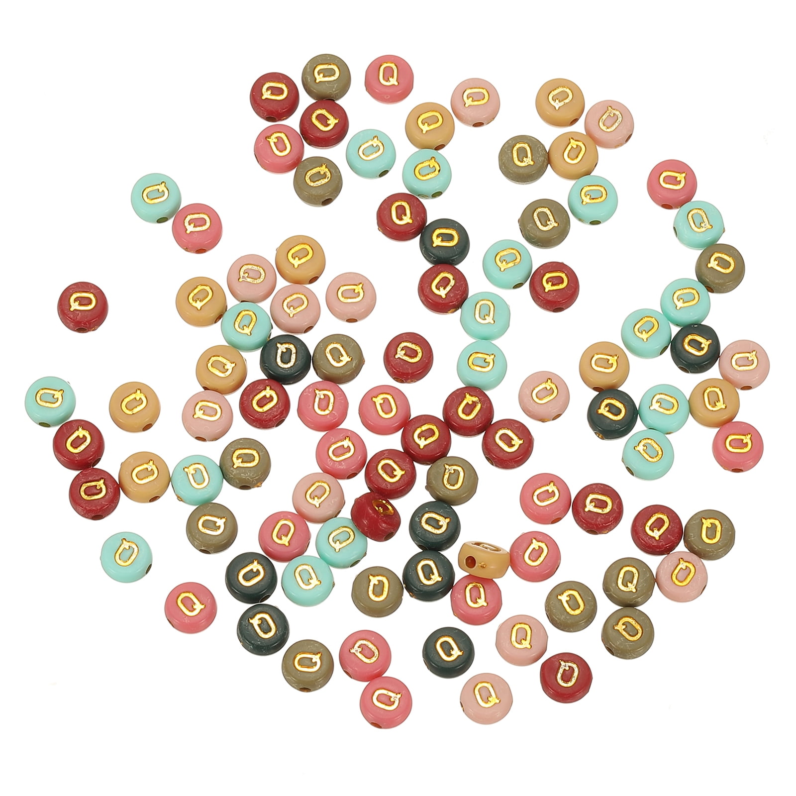 Uxcell 100 Pcs Acrylic Letter Beads, 4x7mm Colorful Round Alphabet ...