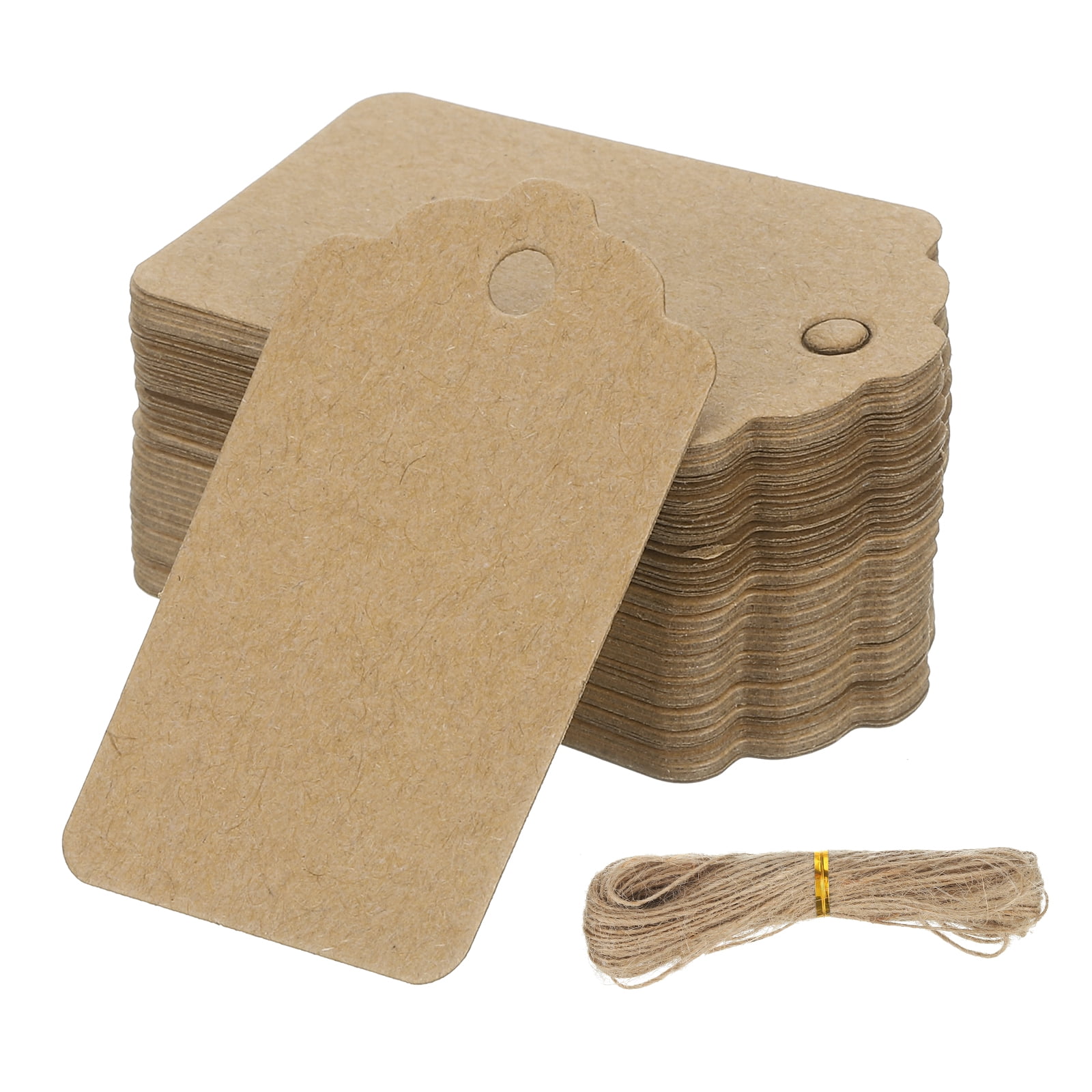 Uxcell 100 Pcs Blank Gift Tags with String, 2x1.2 Inch Kraft Paper Tags ...