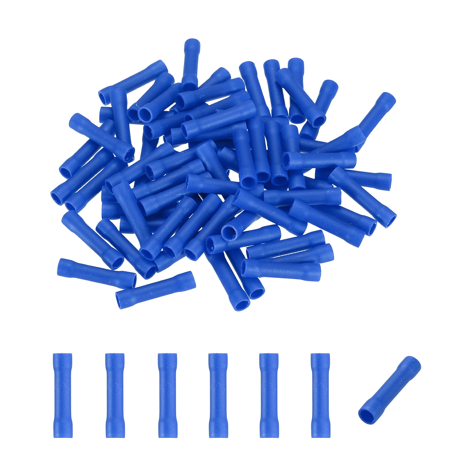 Uxcell 100 Pcs Fully Insulated Butt Connectors, BV1.25 20-16 AWG Copper ...