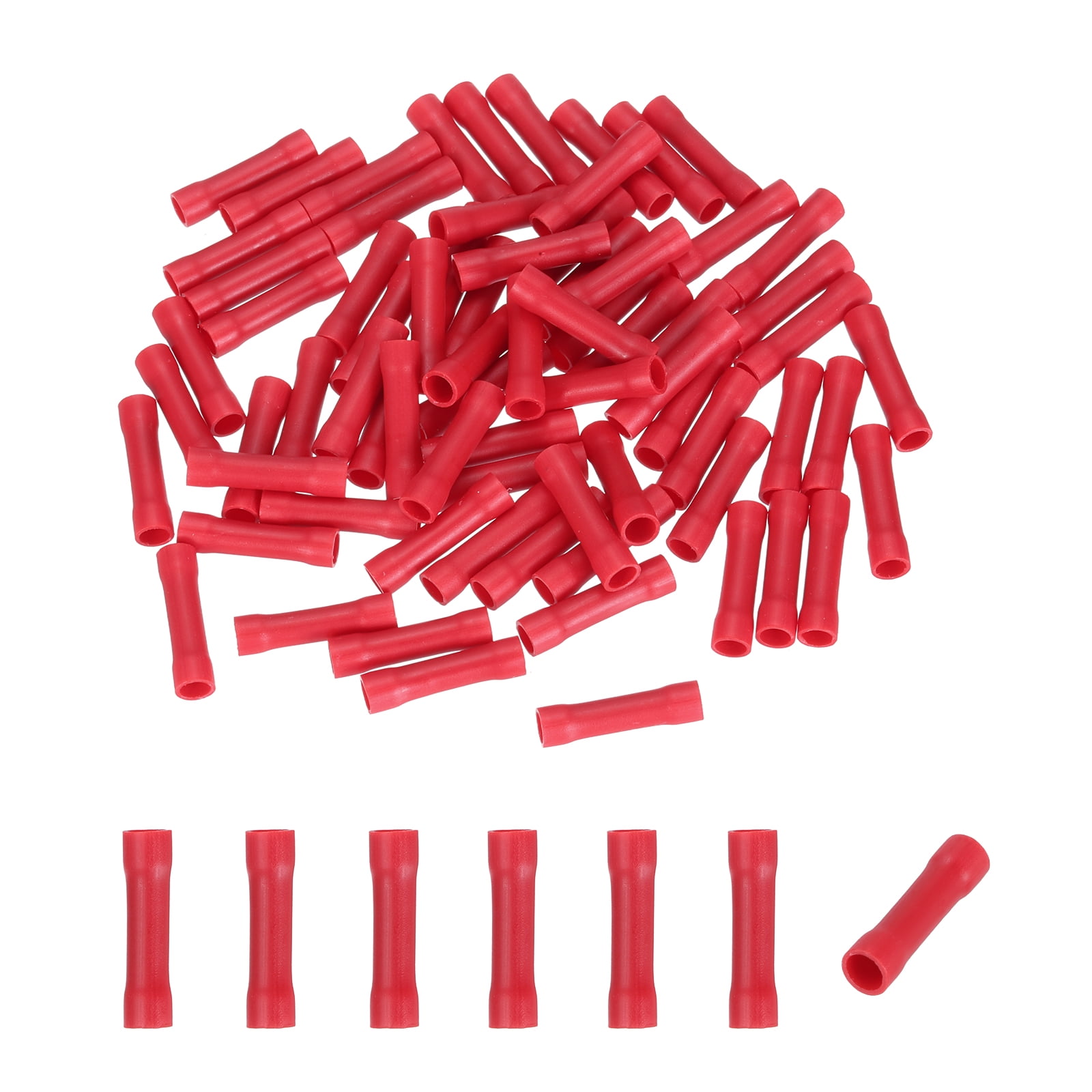 Uxcell 100 Pcs Fully Insulated Butt Connectors, BV2 1.5-1.5 Gauge ...