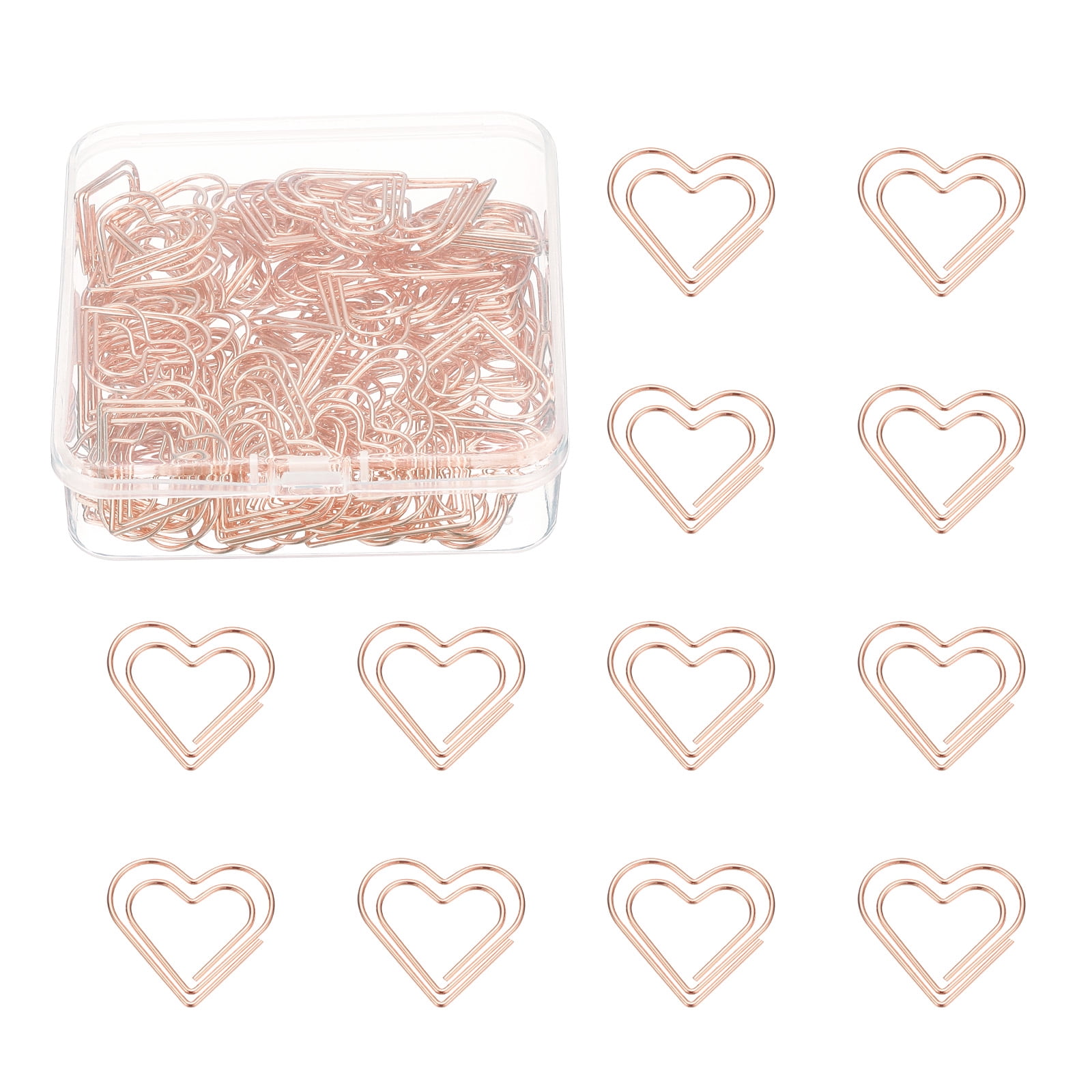 Uxcell 100 Pcs Heart Shape Paper Clip, Metal Cute Small Paper Clamp ...