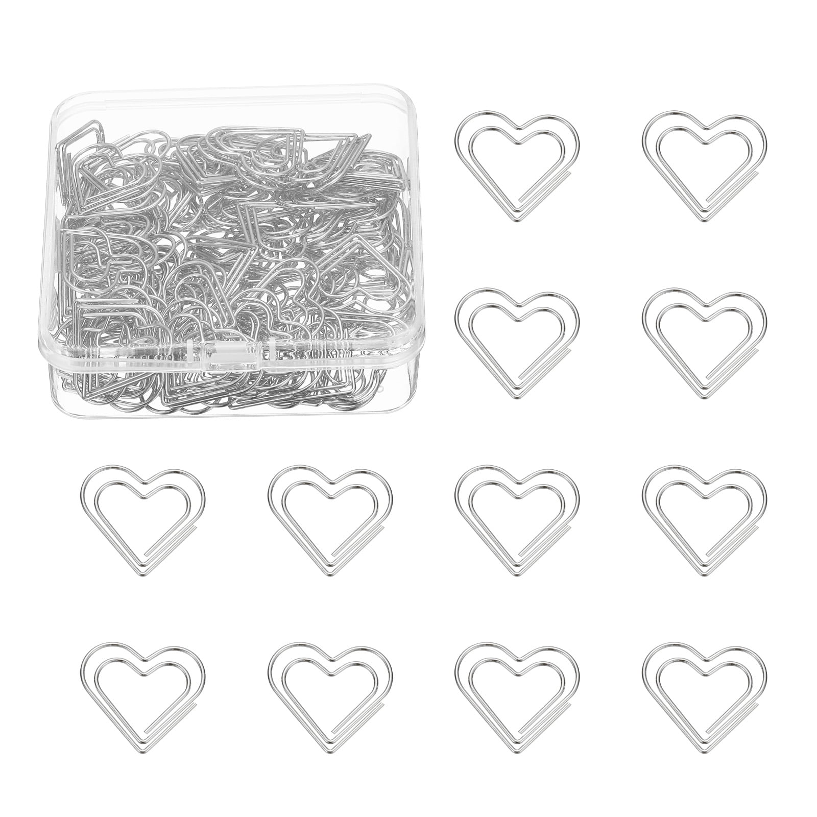 Uxcell 100 Pcs Heart Shape Paper Clip, Metal Cute Small Paper Clamp ...