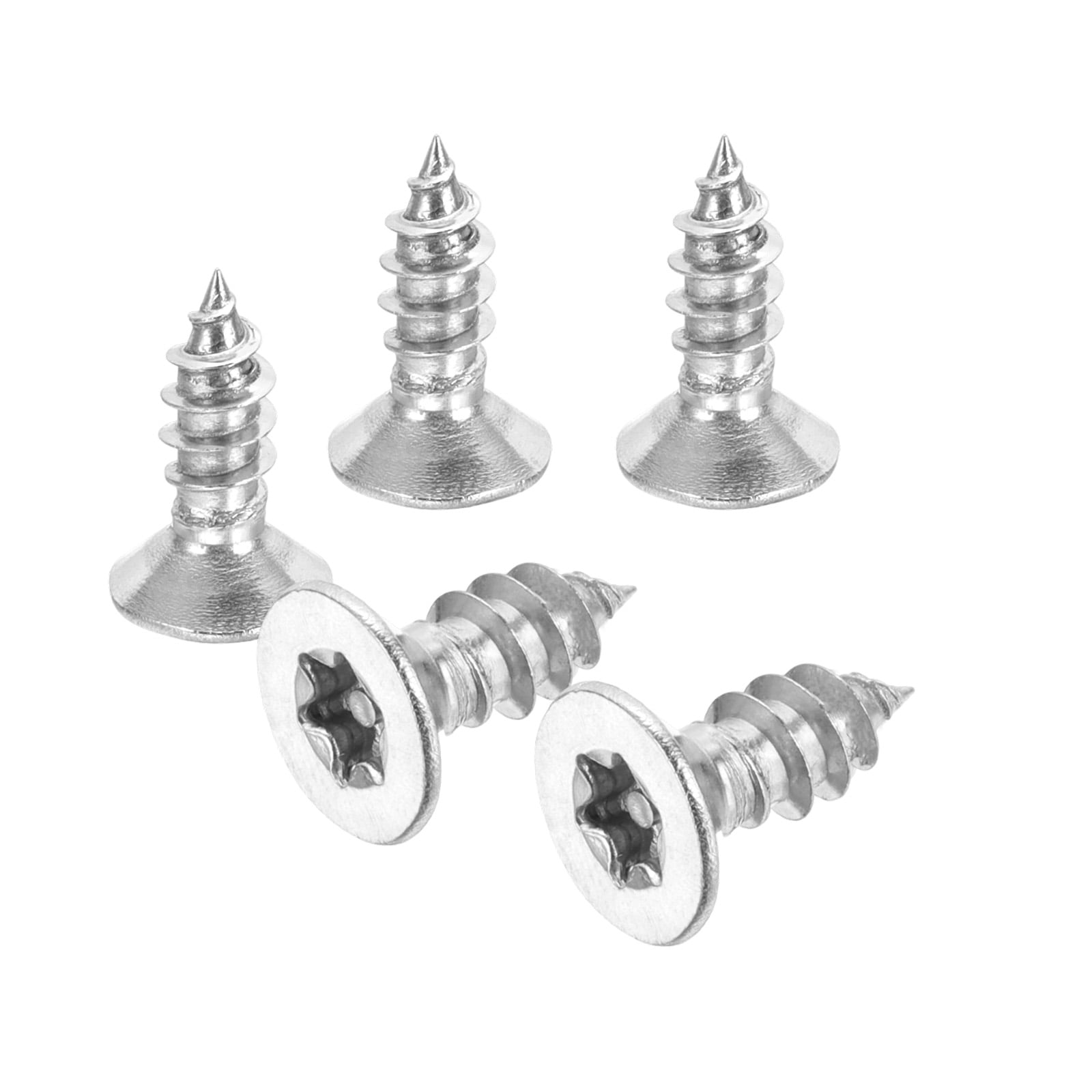 Uxcell 100 Pcs M5 x 12mm Flat Head Torx / Star Screws Self Tapping Wood ...