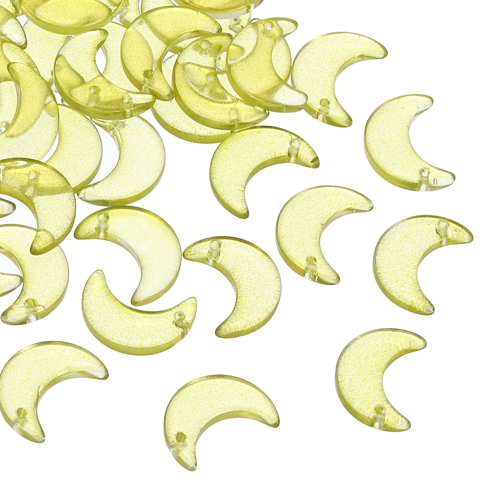 Uxcell 100 Pcs Moon Crescent Beads, Moon Shaper Glass Loose Spacer ...