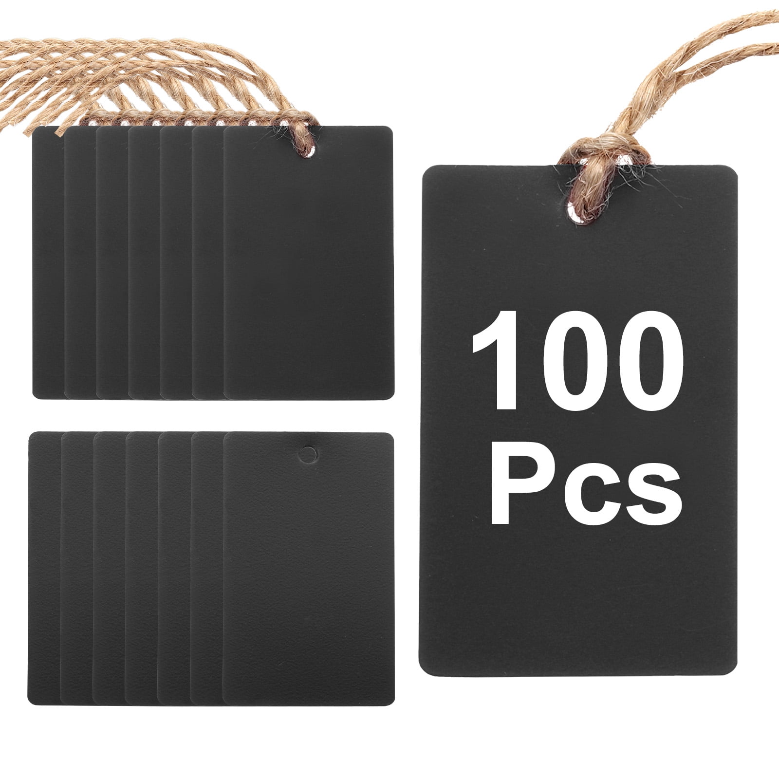 100Pcs Black Plastic Shipping Tags, 2" x 1" Waterproof Labeling Tags ...