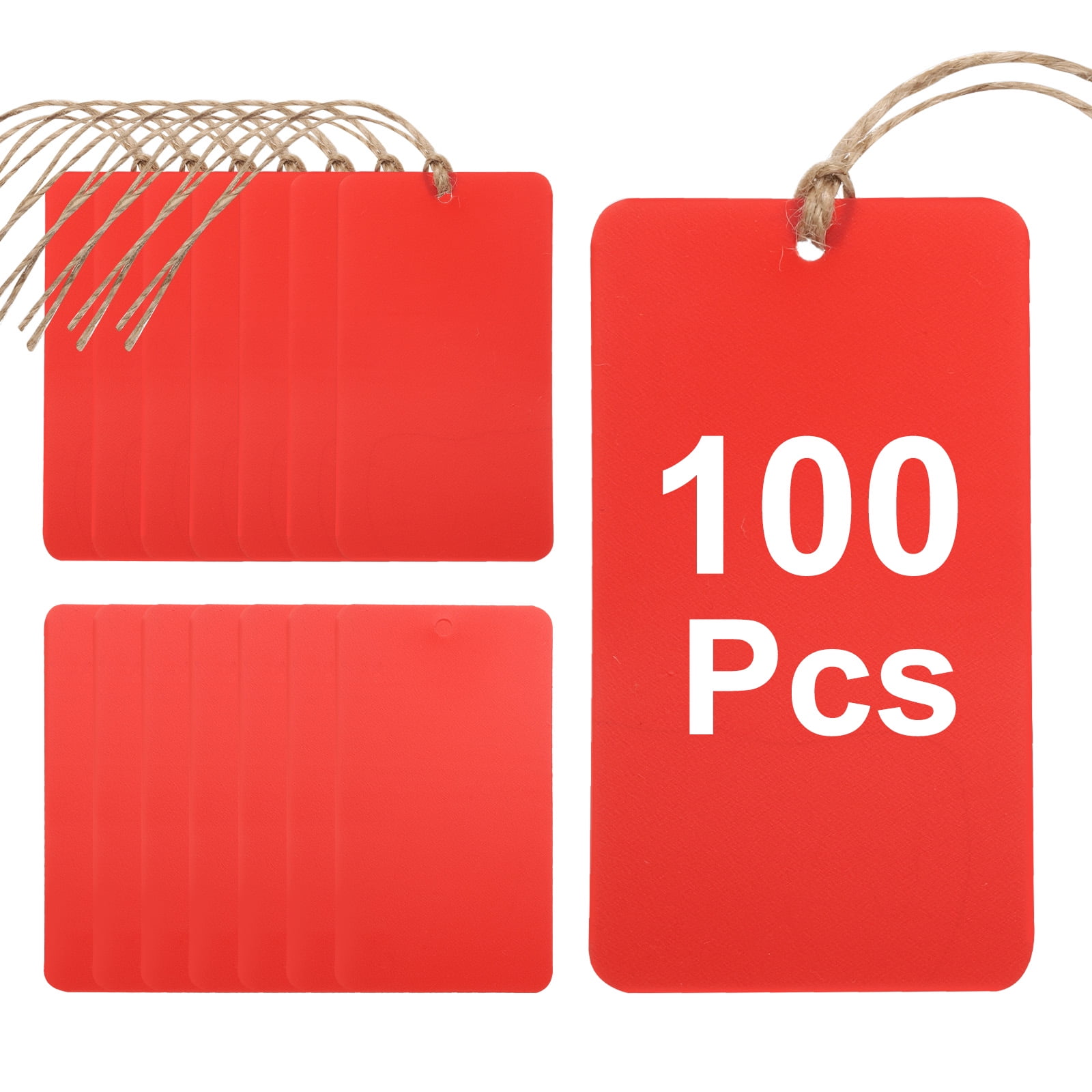 100Pcs Red Plastic Shipping Tags, 3.5" x 2" Waterproof Labeling Tags ...