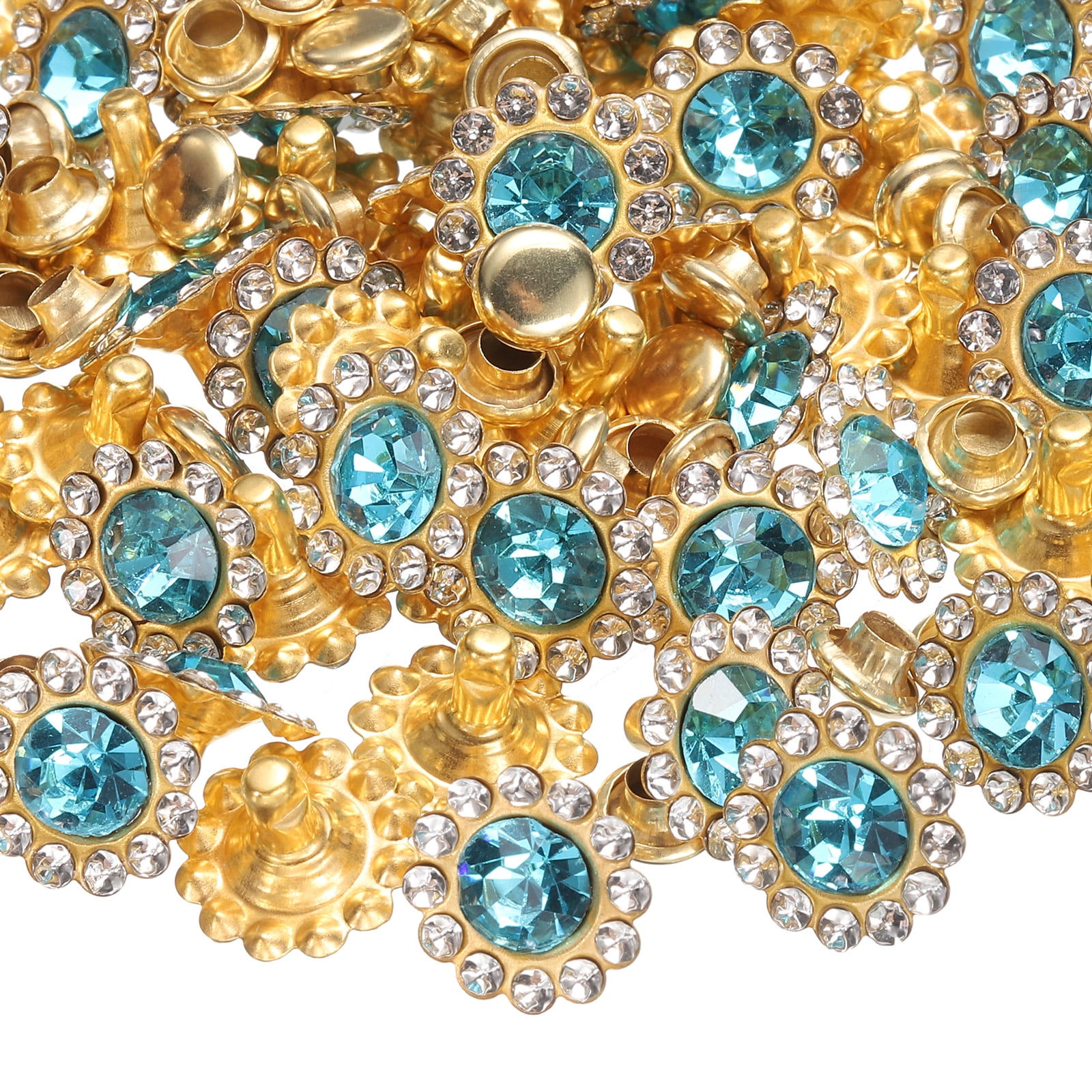 Uxcell 100 Set Rhinestone Rivets Studs 11mm Crystal Rivets for Leather ...