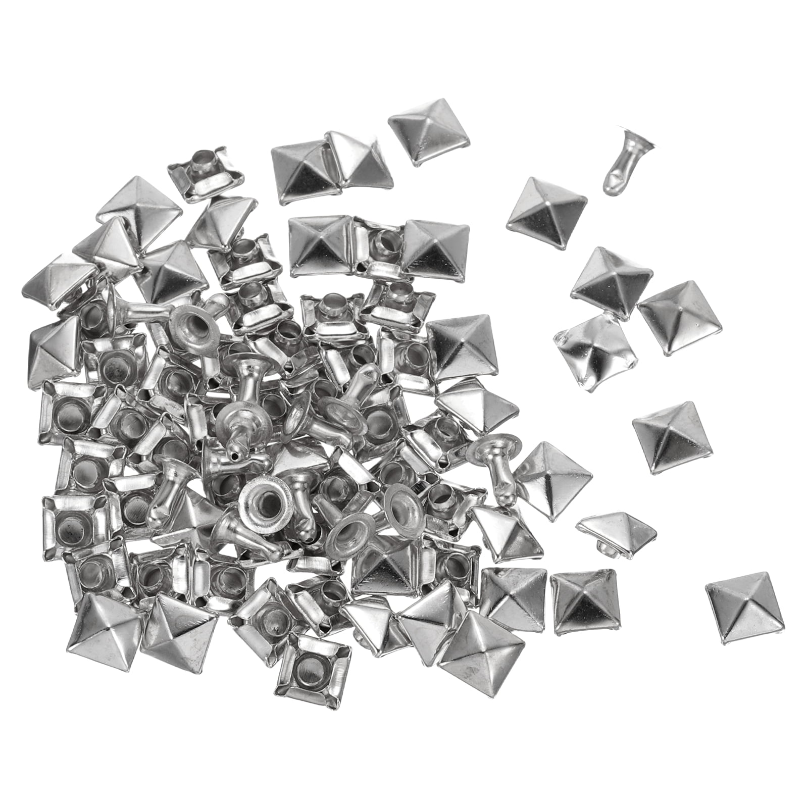 Uxcell 100 Set Square Pyramid Rivet 6mm Leather Rivets Metal Spike ...