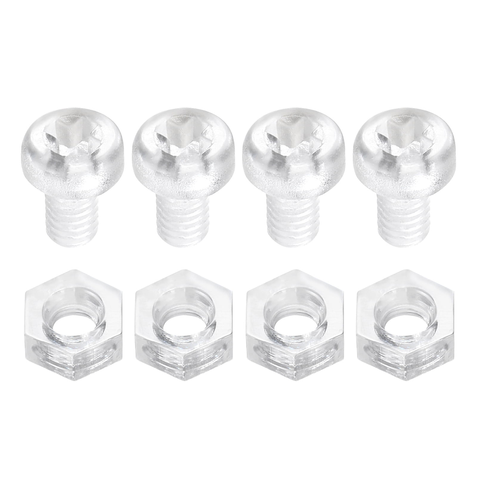 Uxcell 100 Sets Clear Acrylic Screws and Nuts Kit, M2.5 x 4mm PC ...