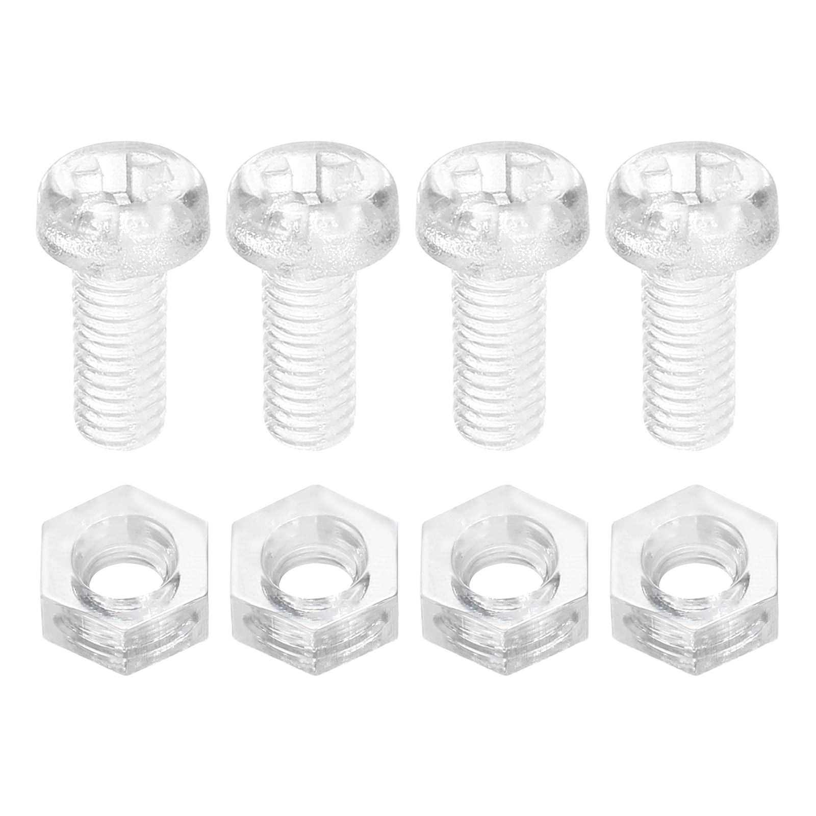 Uxcell 100 Sets Clear Acrylic Screws and Nuts Kit, M2.5 x 6mm PC ...